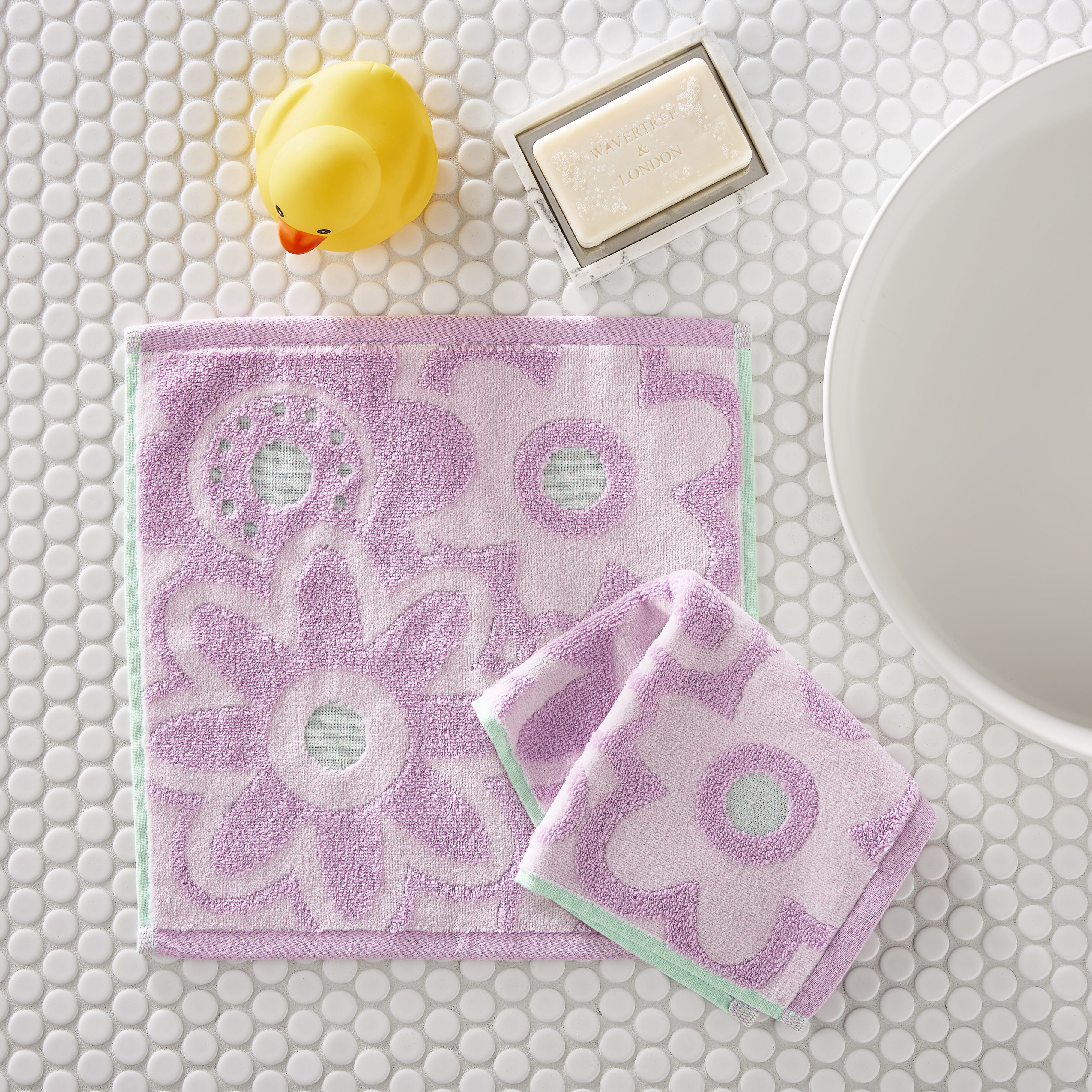 Adairs Kids - Poppy Floral Lilac & Mint Face Washers Pack of 2 | Adairs