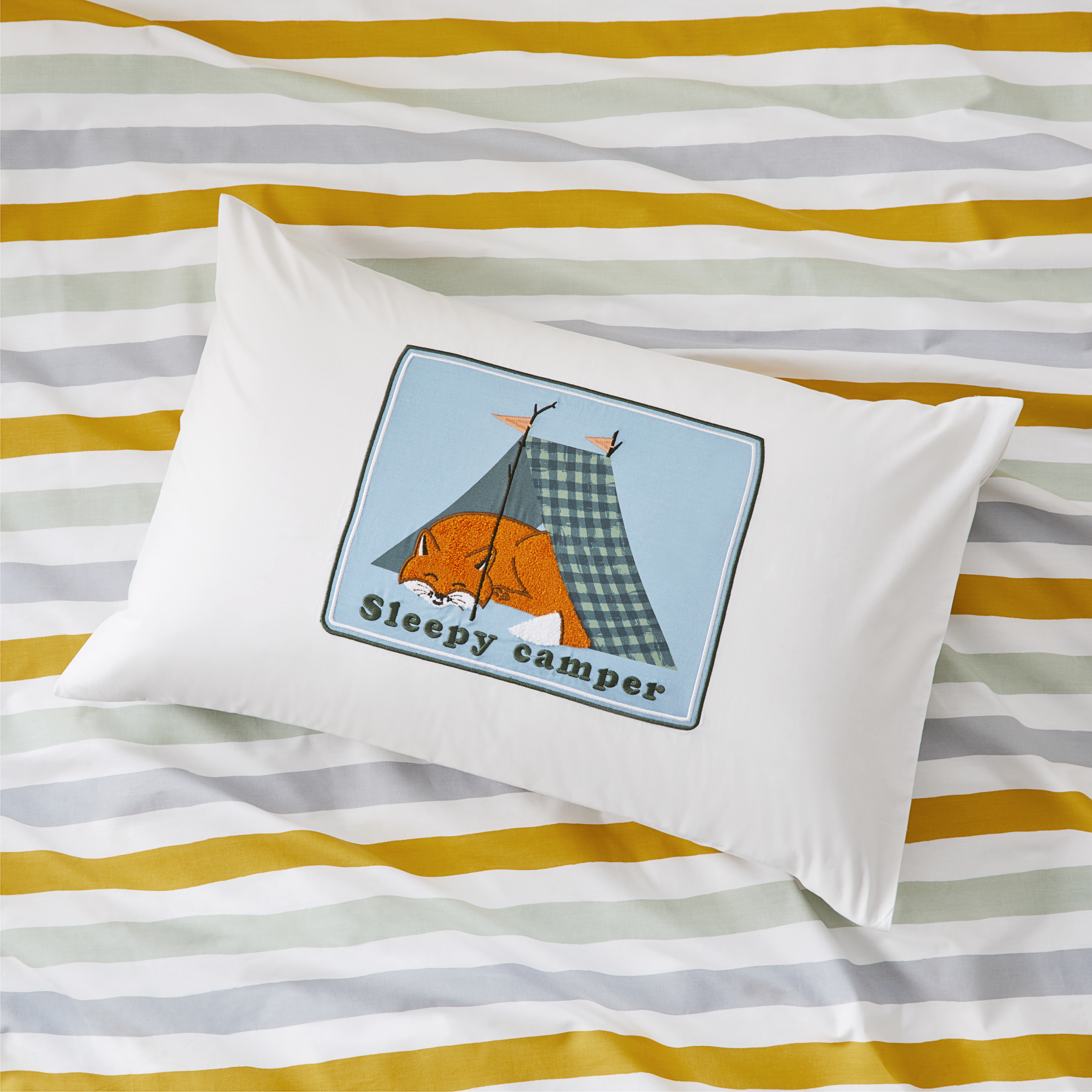 Adairs Kids - Sleepy Camper Text Pillowcase | Adairs