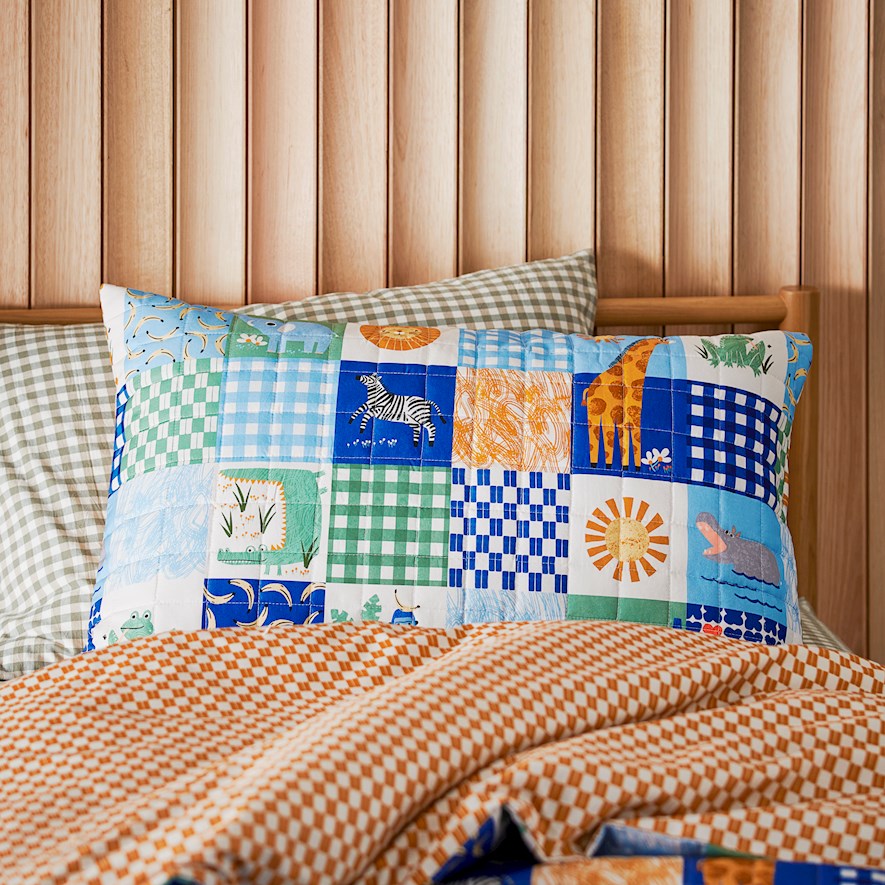 Adairs Kids - Jungle Time Multi Patchwork Quilted Quilt Cover Set | Adairs