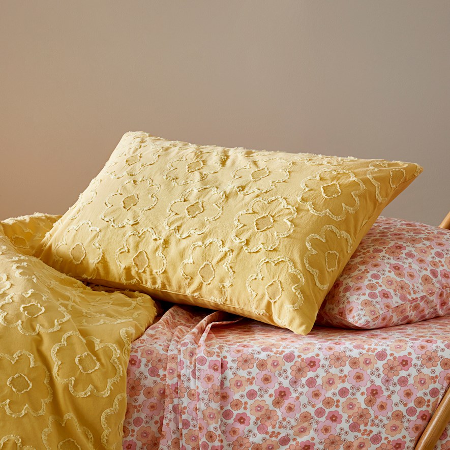 Adairs Kids - Daisy Sunshine Jacquard Quilt Cover Set | Adairs