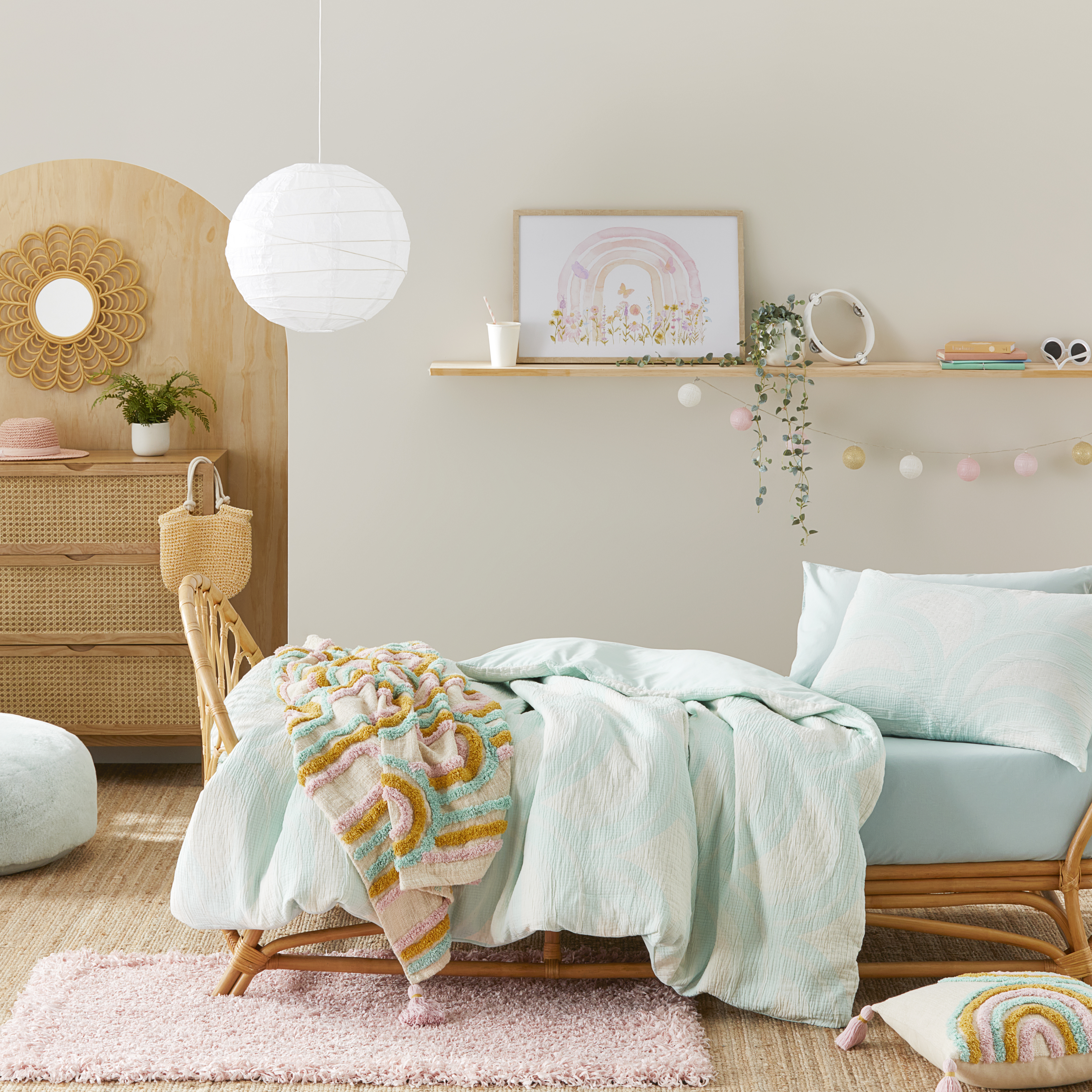 Adairs Kids - Chasing Rainbows Mint Quilt Cover Set | Adairs