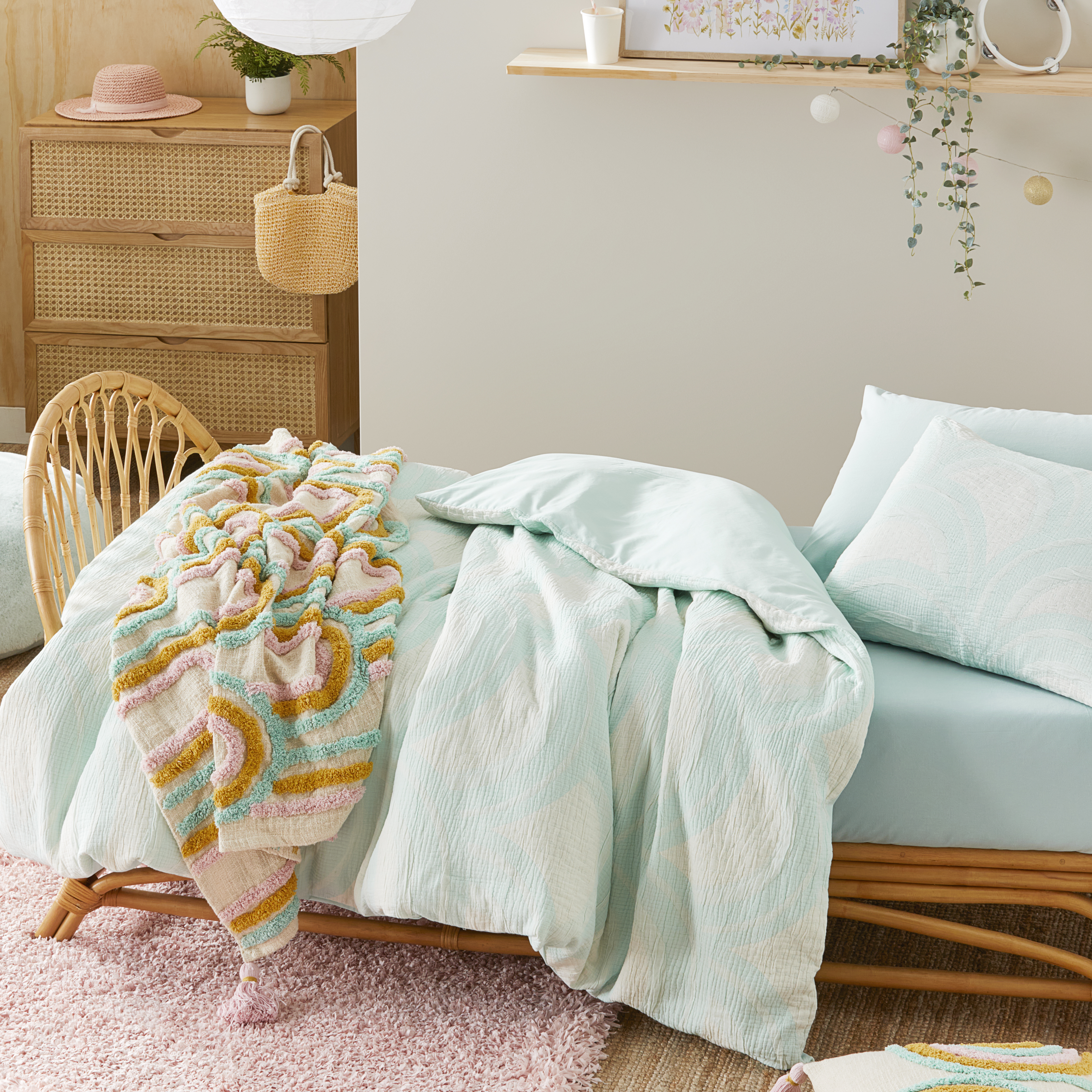 Adairs Kids - Chasing Rainbows Mint Quilt Cover Set | Adairs