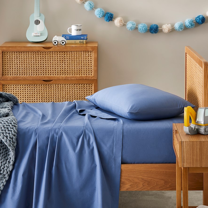 Adairs Kids - Dreamy Cotton Midnight Blue Sheet Set | Adairs