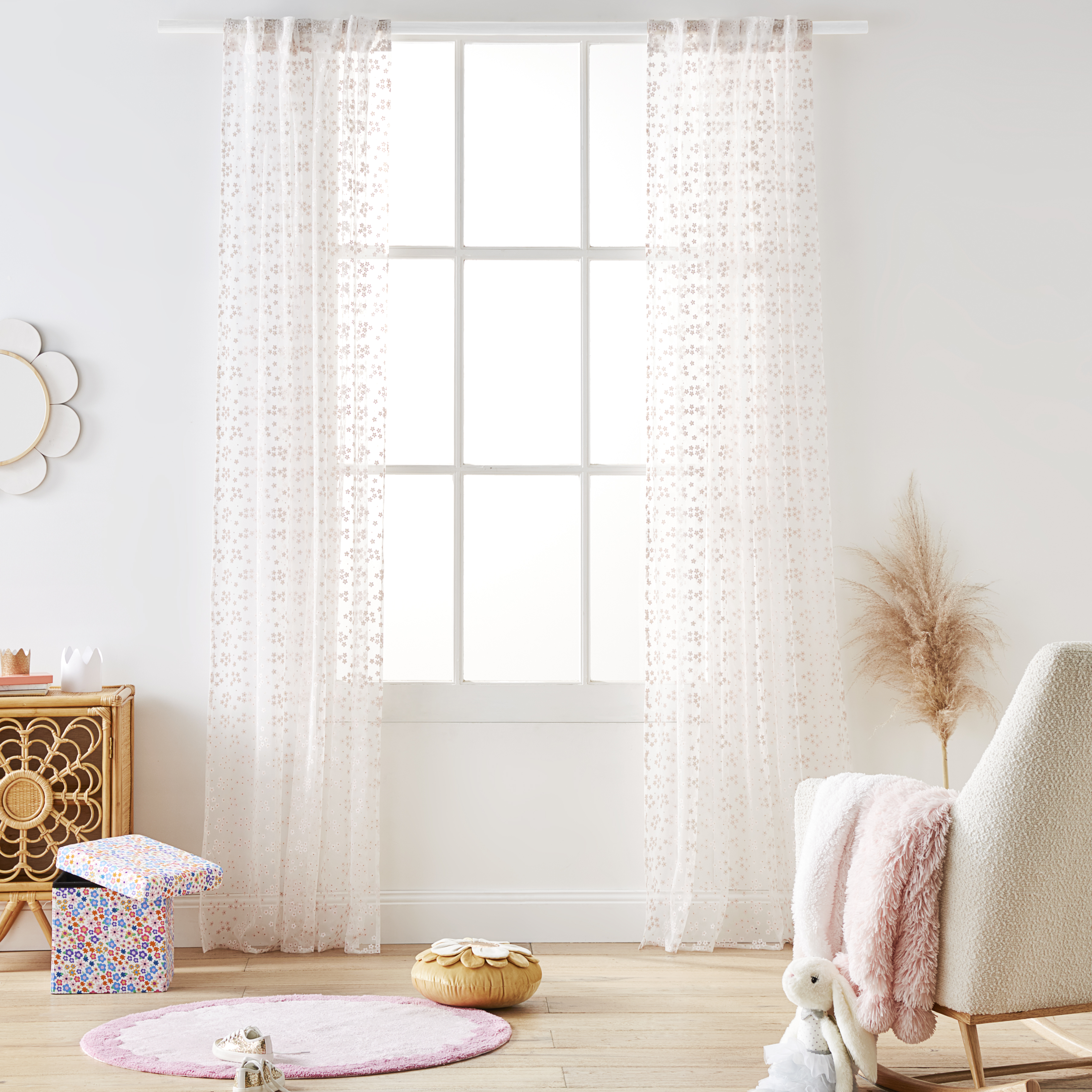 Adairs Kids - Pink Pretty Daisies Curtains Set of 2 | Adairs