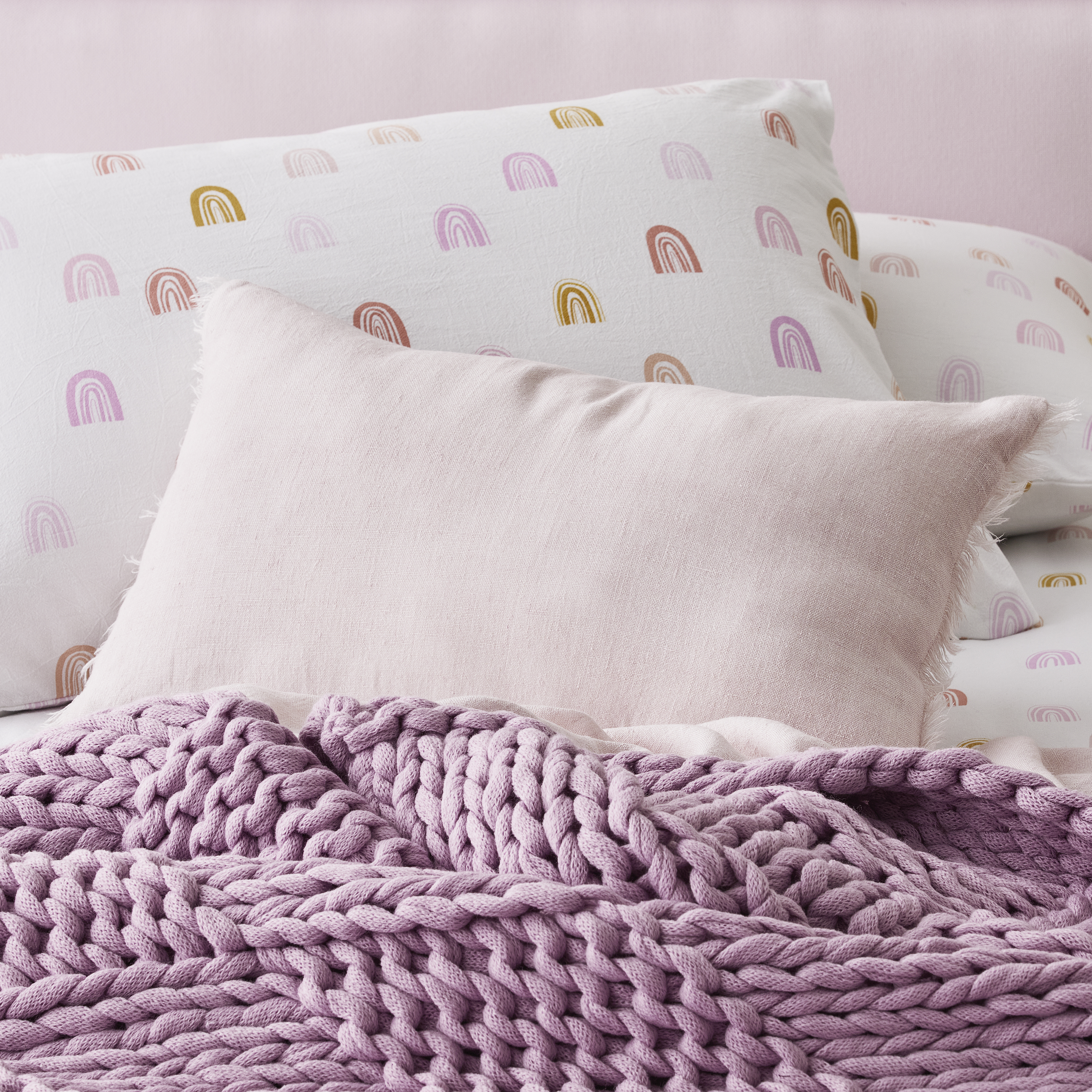 Adairs Kids - Quincy Powder Pink Linen Cushion | Adairs