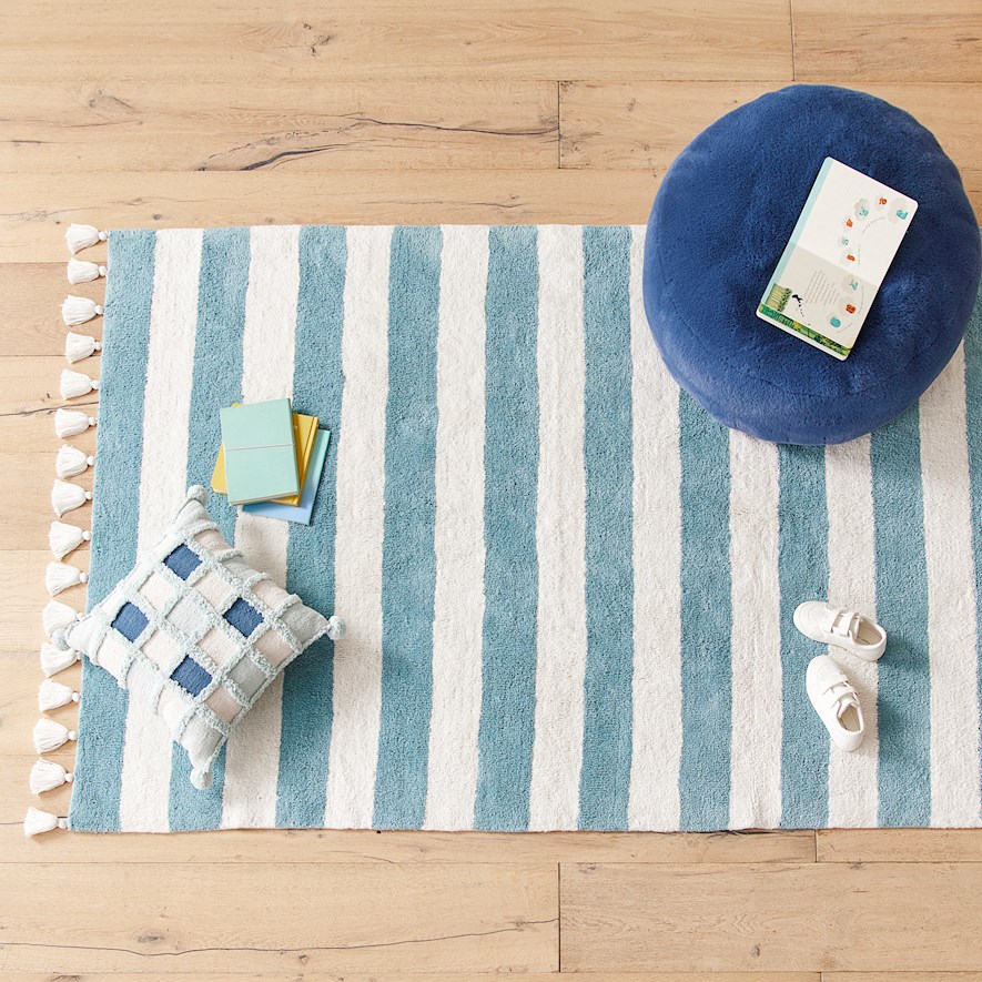 Adairs Kids - Kids Blue Stripe Rug | Adairs