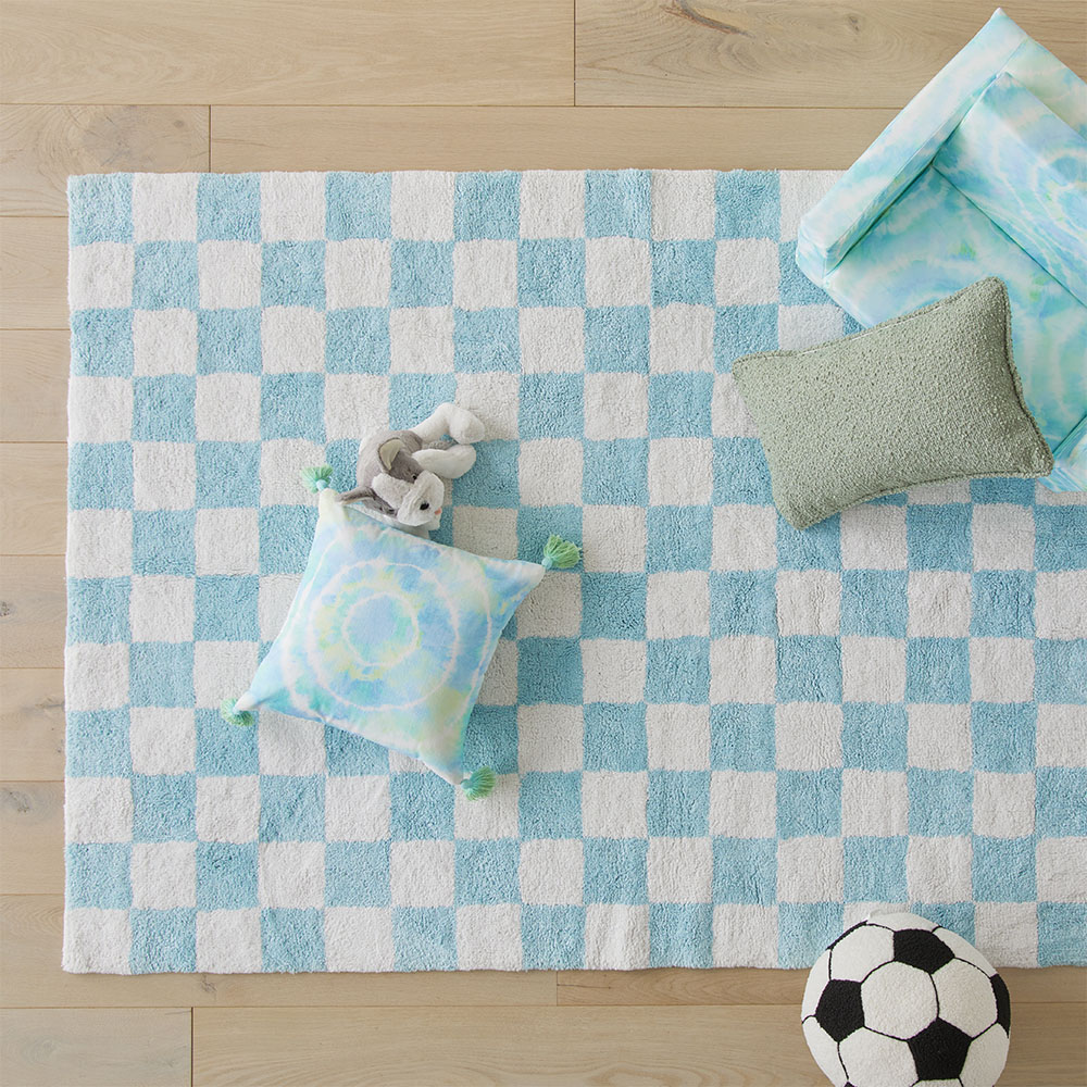 Adairs Kids - Decorative Blue Check Rug | Adairs