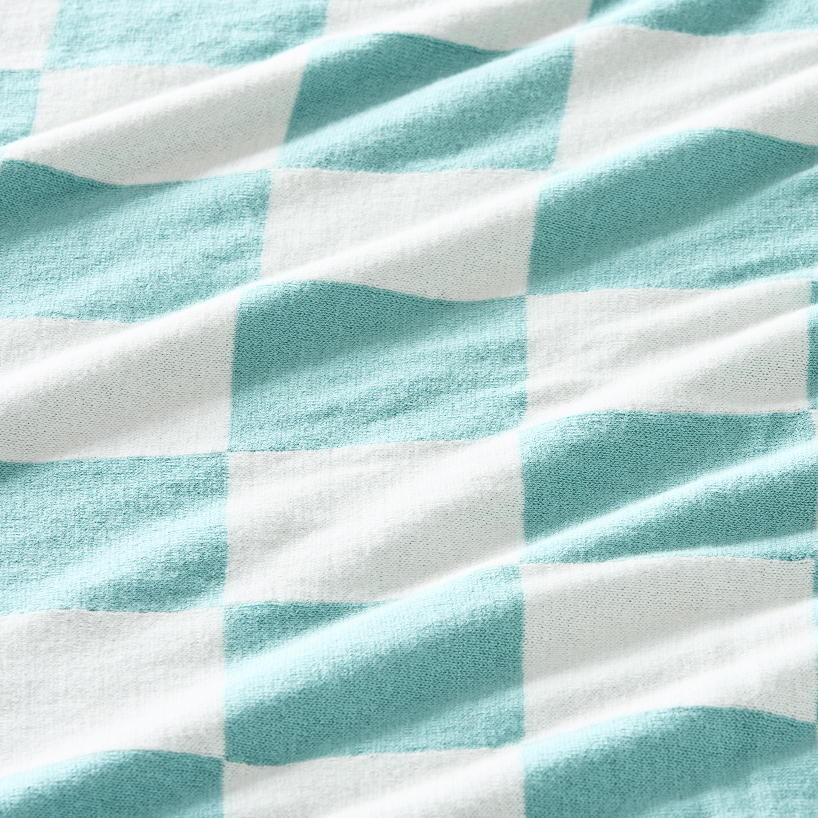 Adairs Kids - Knitted Aqua Checkerboard Throw | Adairs