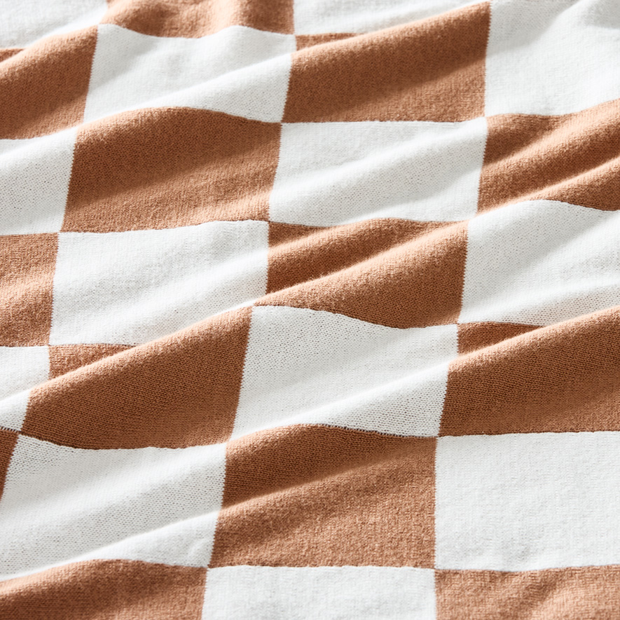 Adairs Kids - Knitted Nutmeg Checkerboard Throw | Adairs