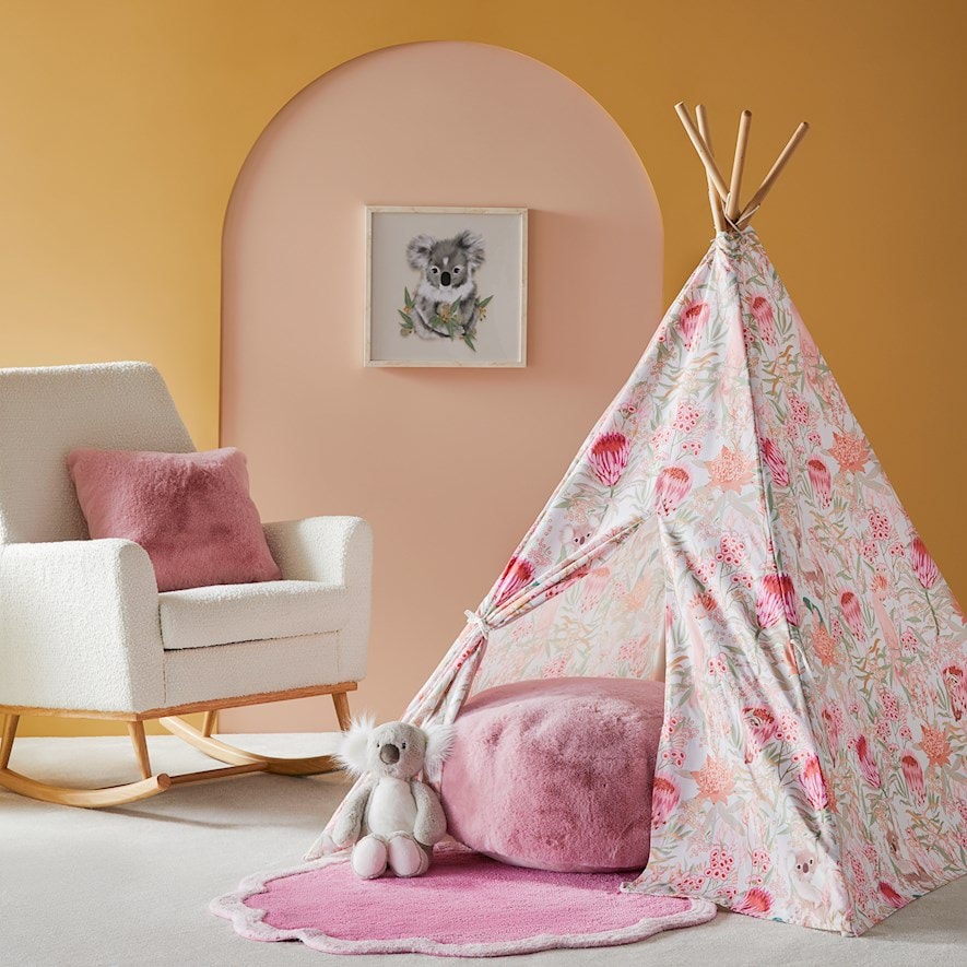 Adairs Kids - Pretty Flora Pink Teepee | Adairs