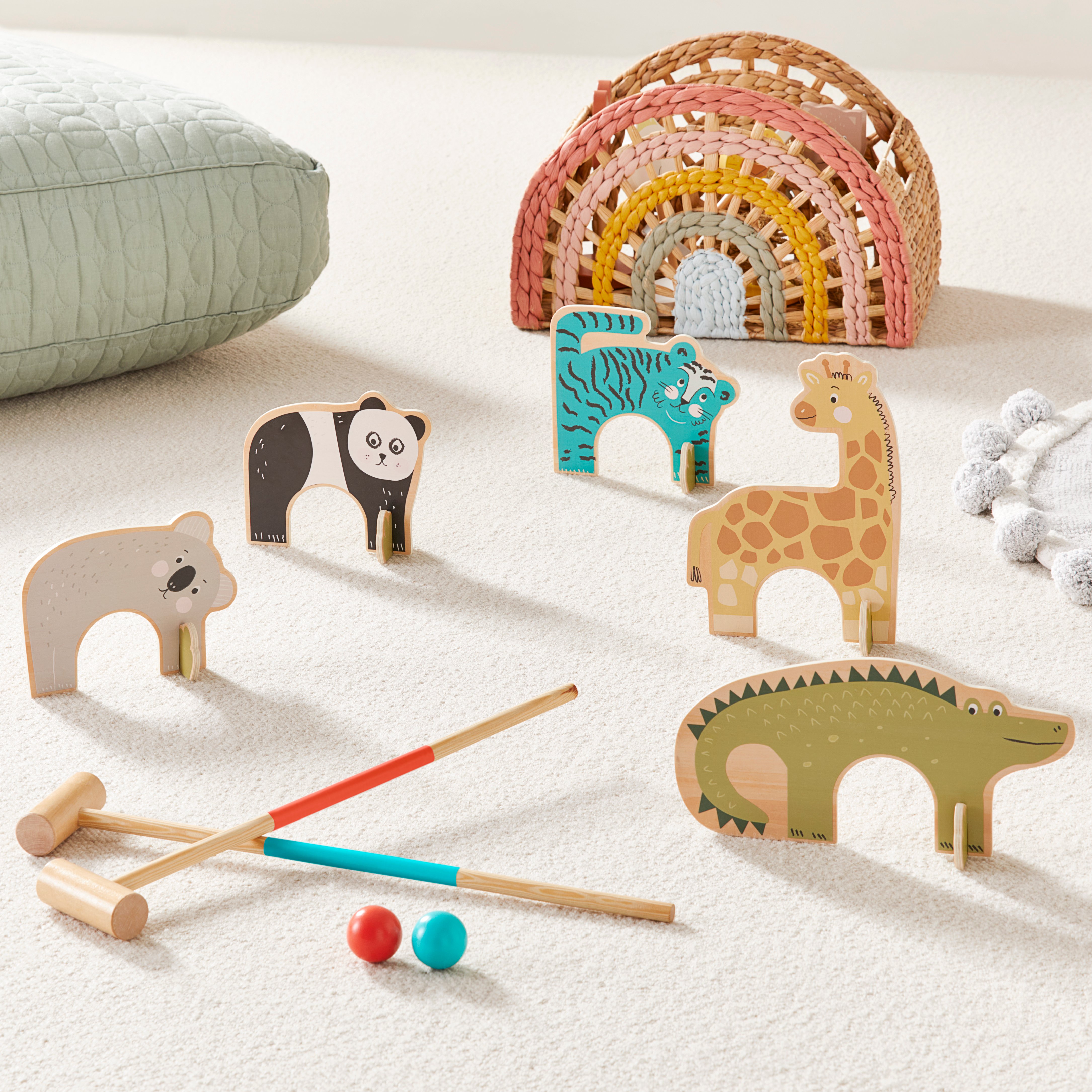 Adairs Kids - Kids Timber Play Collection Animal Croquet Set | Adairs