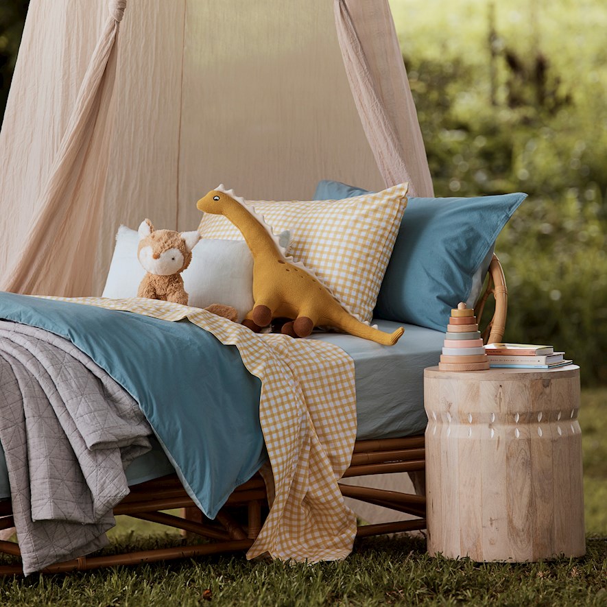 Adairs Kids - Spotty Dinosaur Mustard Knitted Toy | Adairs