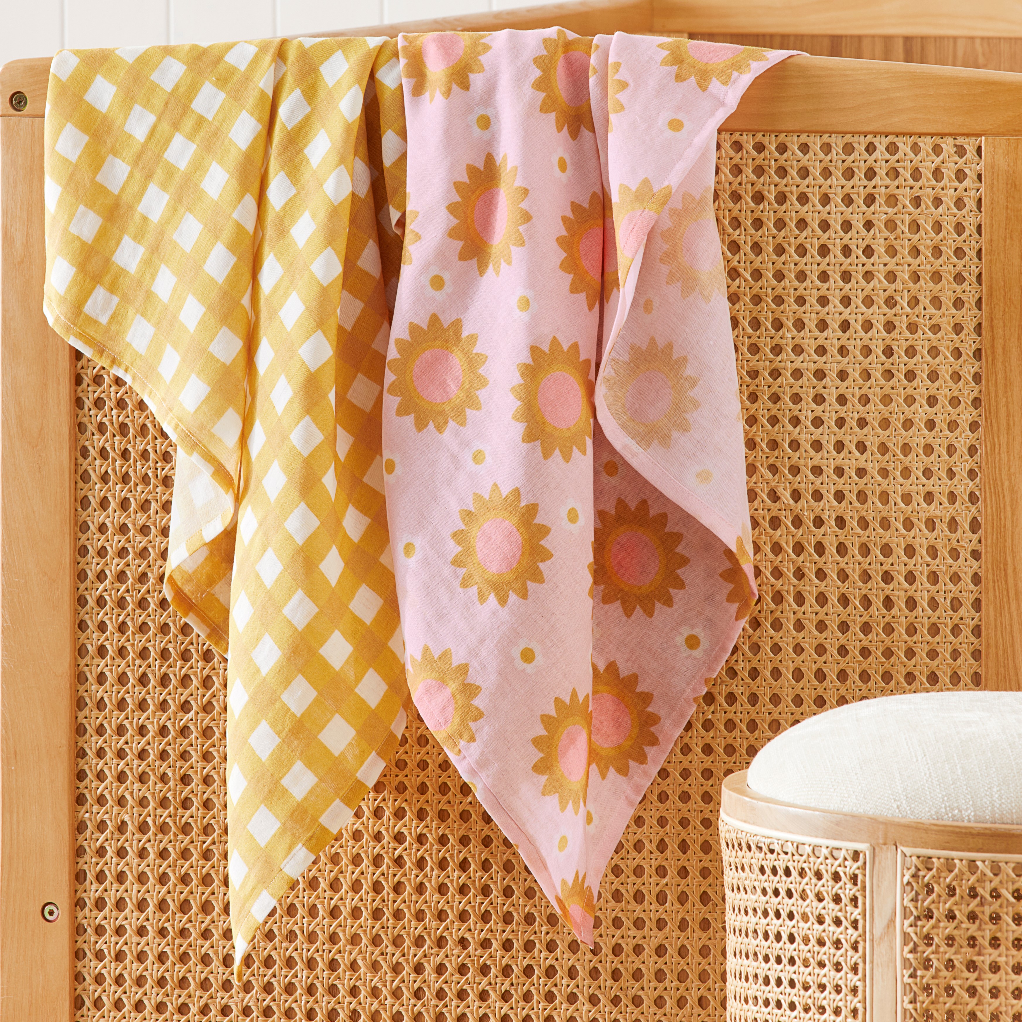 Adairs Baby - Sunshine Retro Gingham Cotton Muslin Swaddle | Adairs