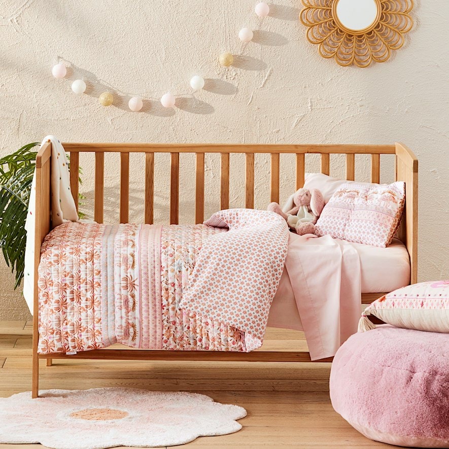 Adairs Kids - Leena Quilted Pink Sun Cot Quilt Cover | Adairs