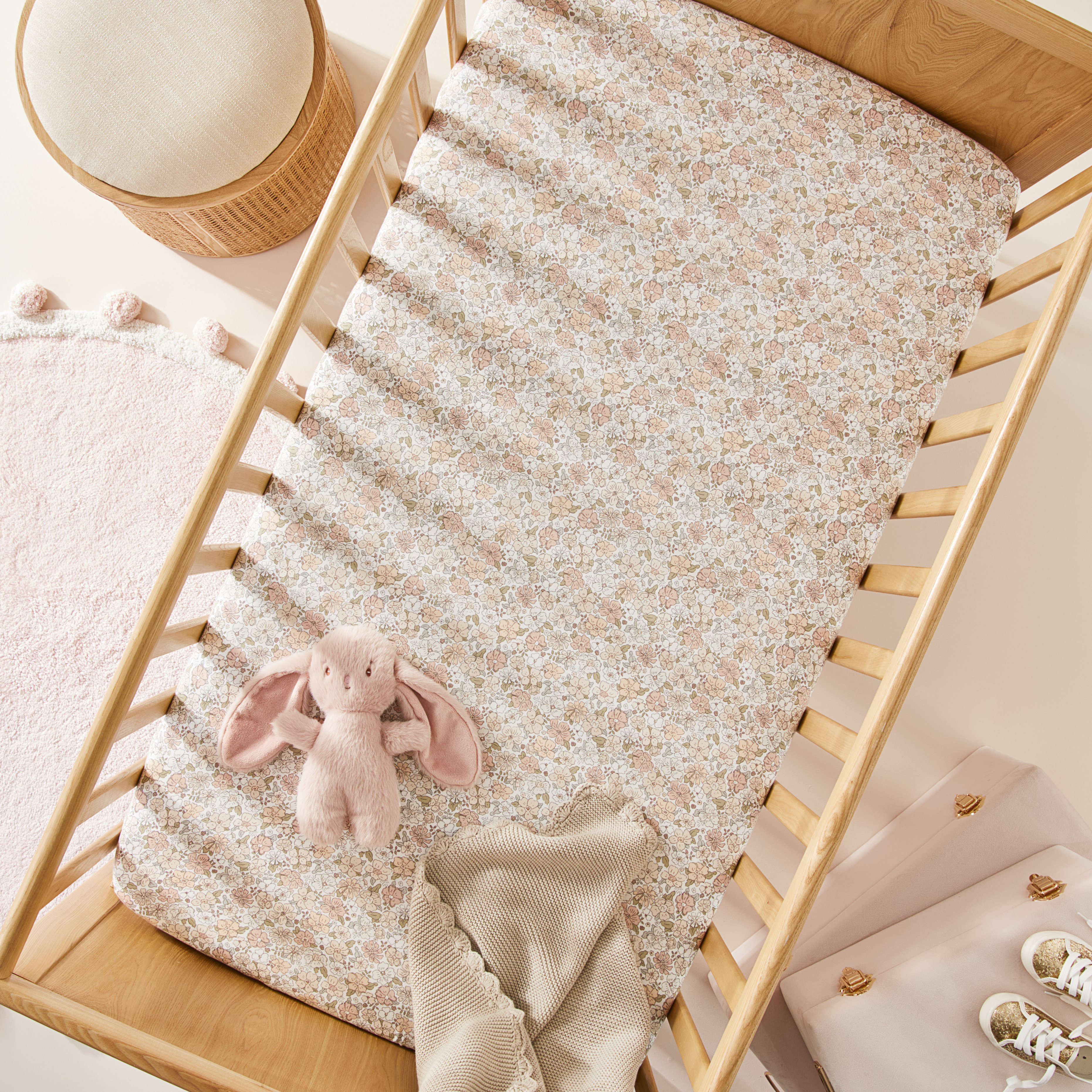 Adairs Baby - Vada Vintage Floral Pink Fitted Sheets Pack of 2 | Adairs