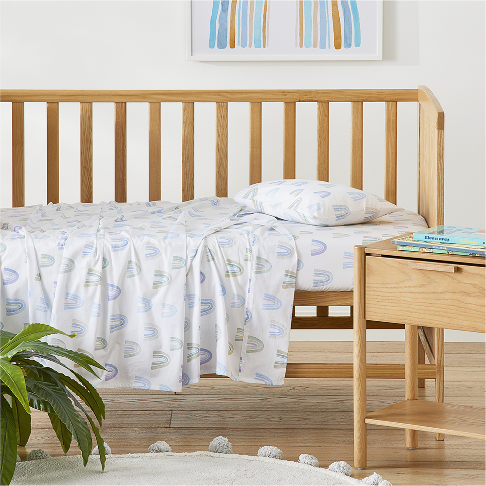 Adairs Kids - Blue Skies Rainbow Cot Sheet Set | Adairs