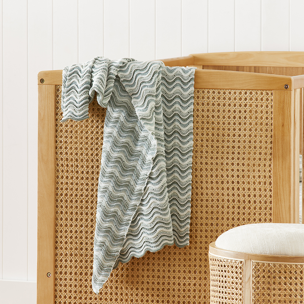 Adairs Baby - Organic Cotton Ripple Seafoam Baby Blanket | Adairs