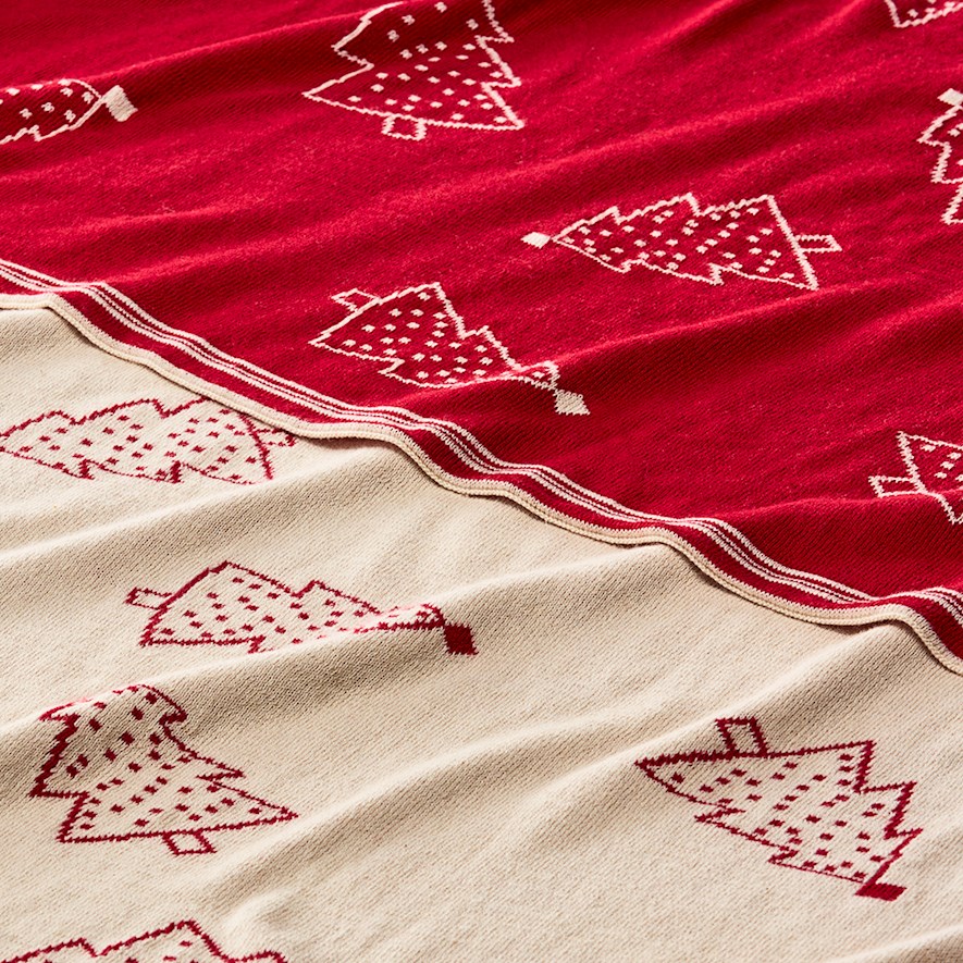 Festive Red & White Knitted Throw | Adairs