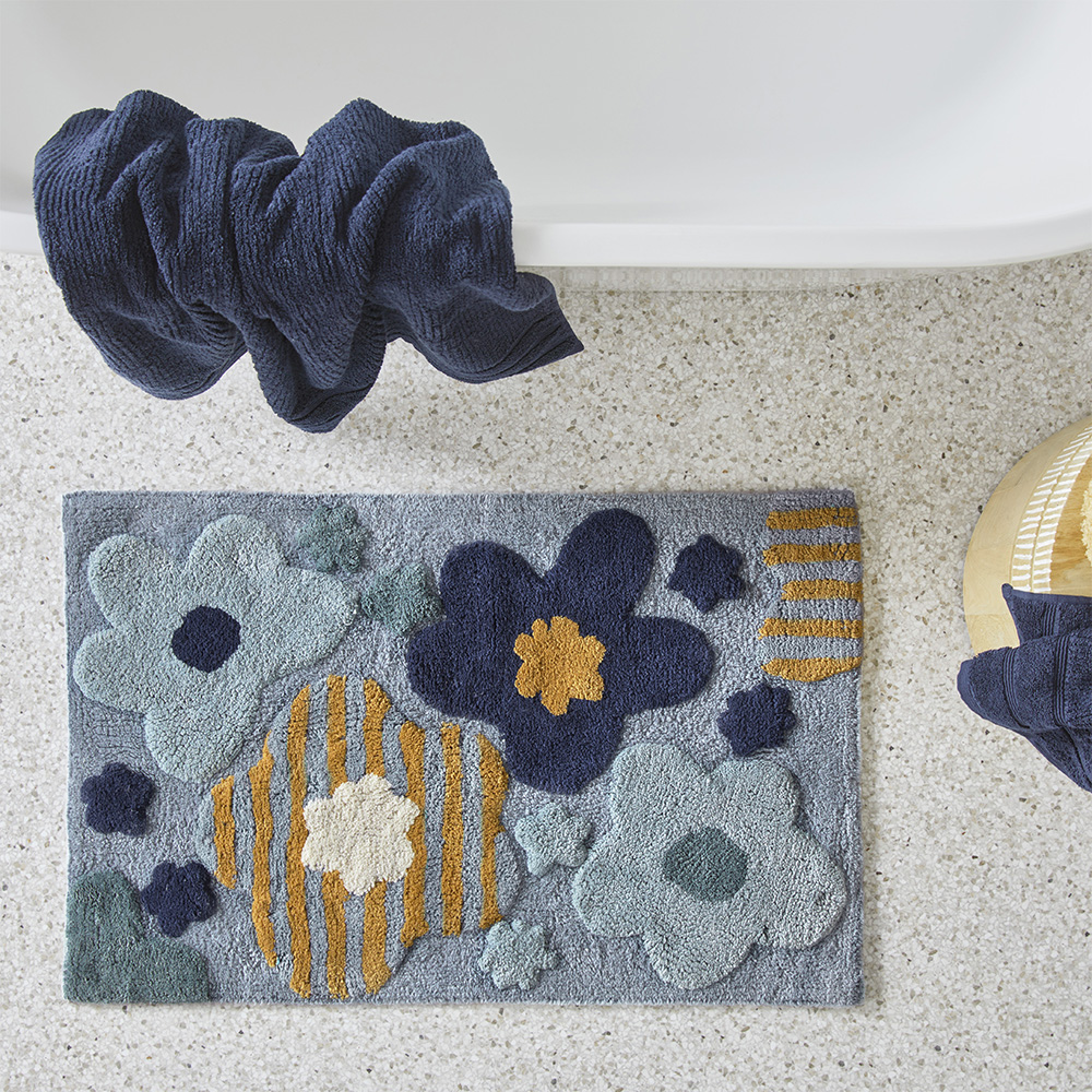 Poppy Sea Blue Multi Bath Mat | Adairs