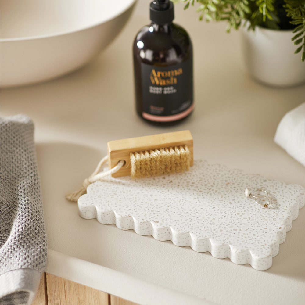 Mimi White Rectangle Terrazzo Tray | Adairs