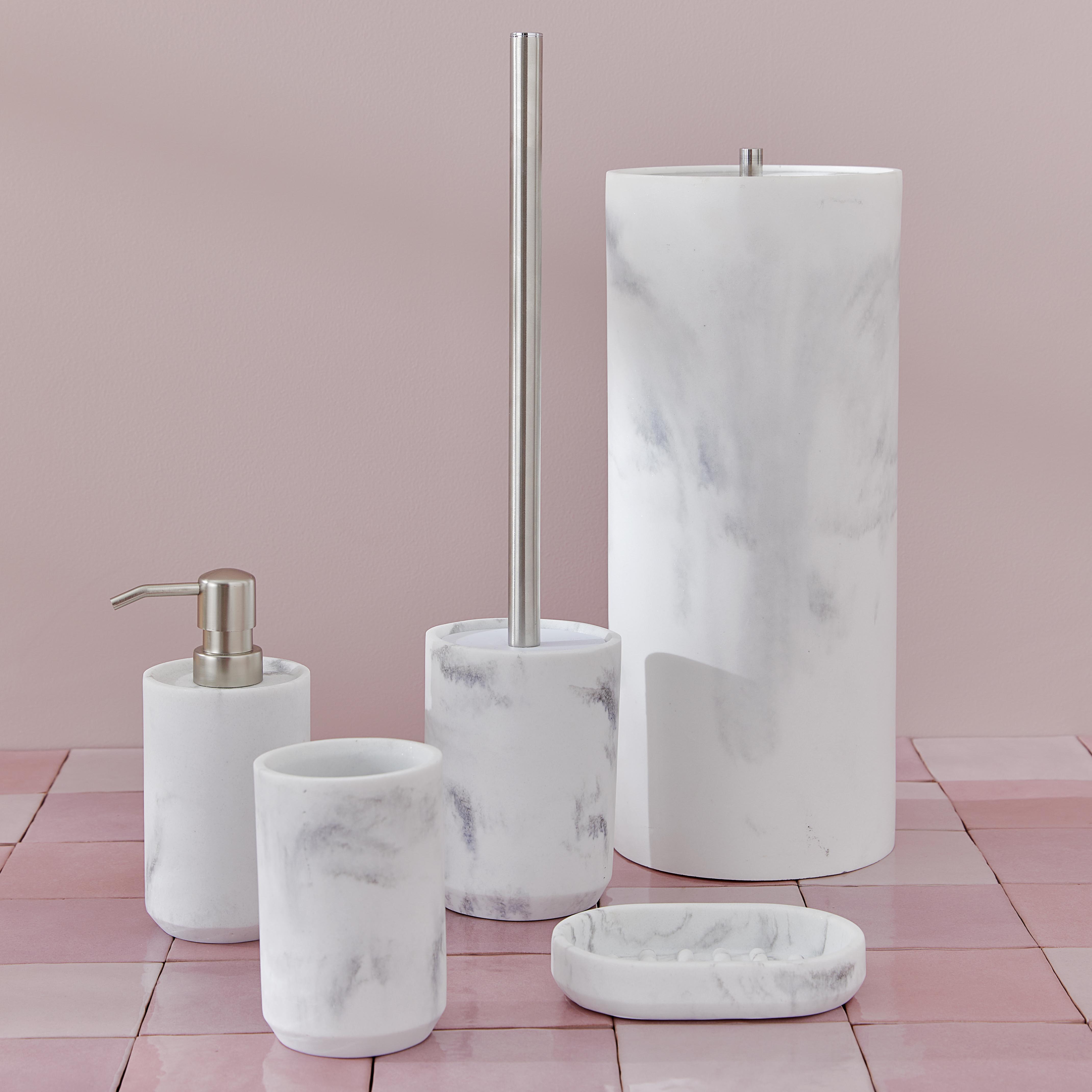 Mayfair Marble & Silver Bathroom Accessories | Adairs