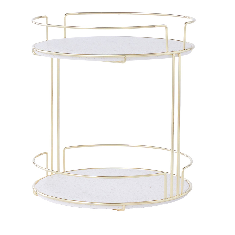 White Terrazzo Cosmetic Storage Tower | Adairs