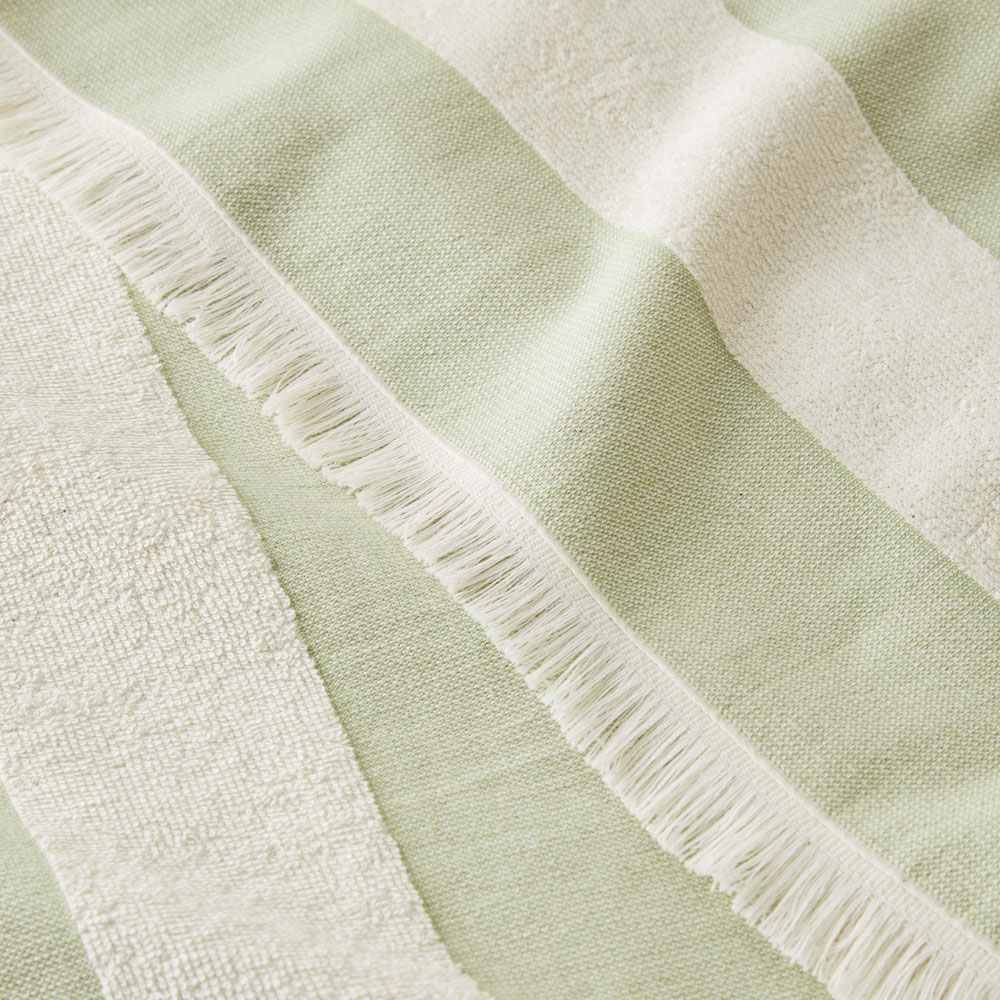 European Leaf & Natural Stripe Turkish Cotton Beach Towel | Adairs