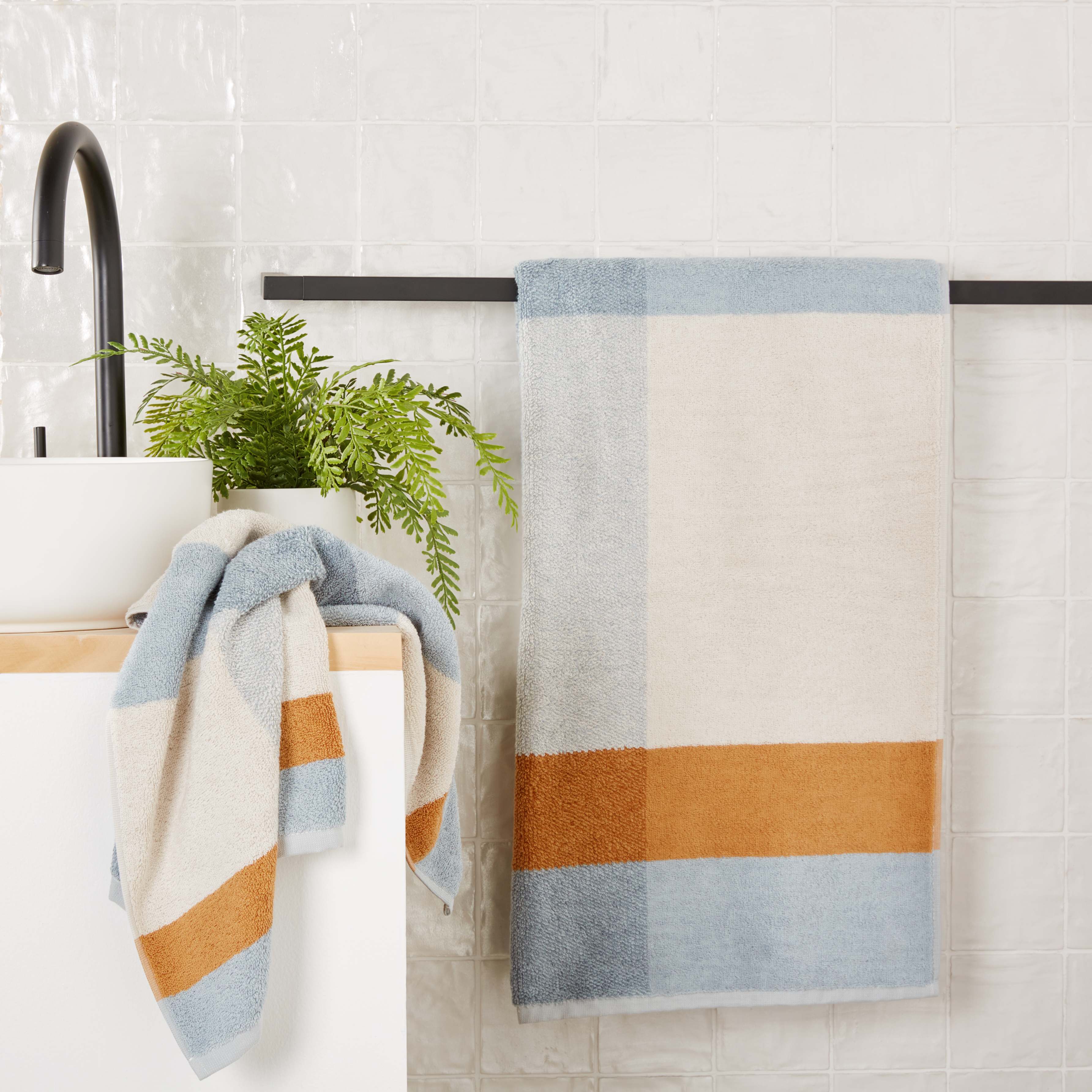 Brooklyn Sea Blue Check Towel Range | Adairs