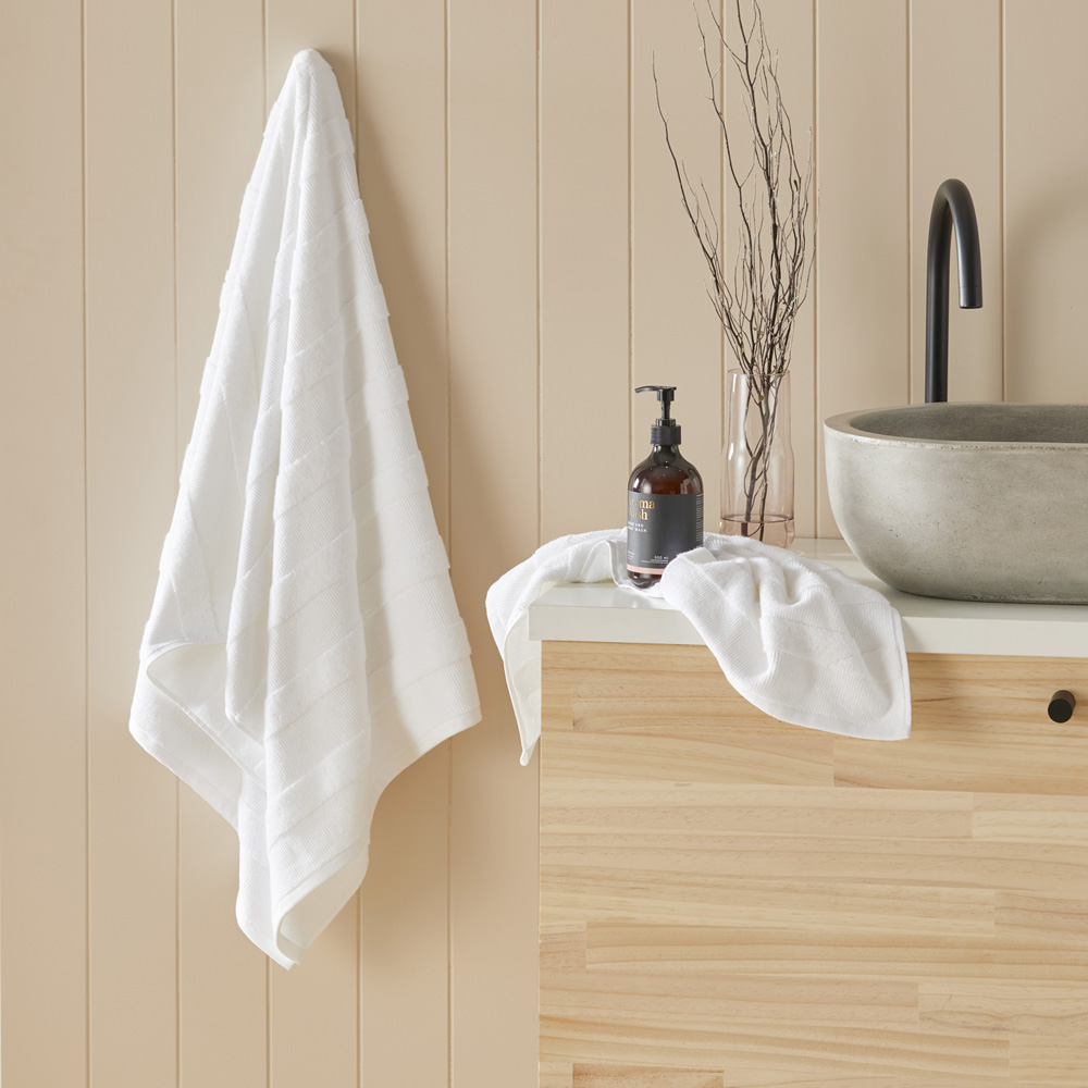 European Cameron White Textured Towel Range | Adairs