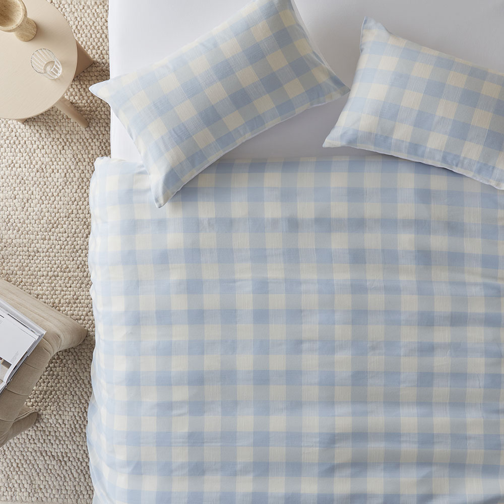 Casey Sky Blue Check Quilt Cover Set | Adairs