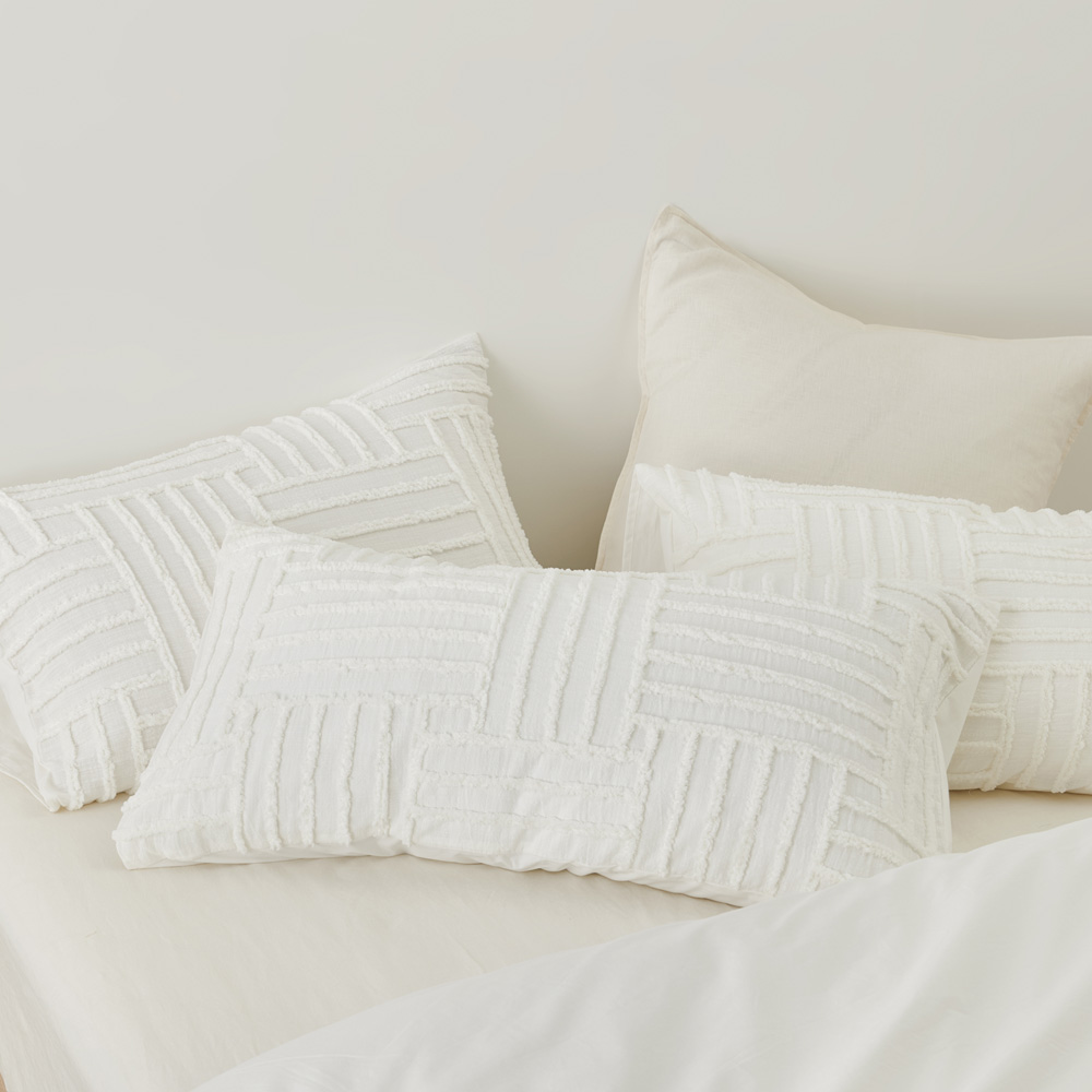 Drew White Tufted Quilt Cover Separates | Adairs