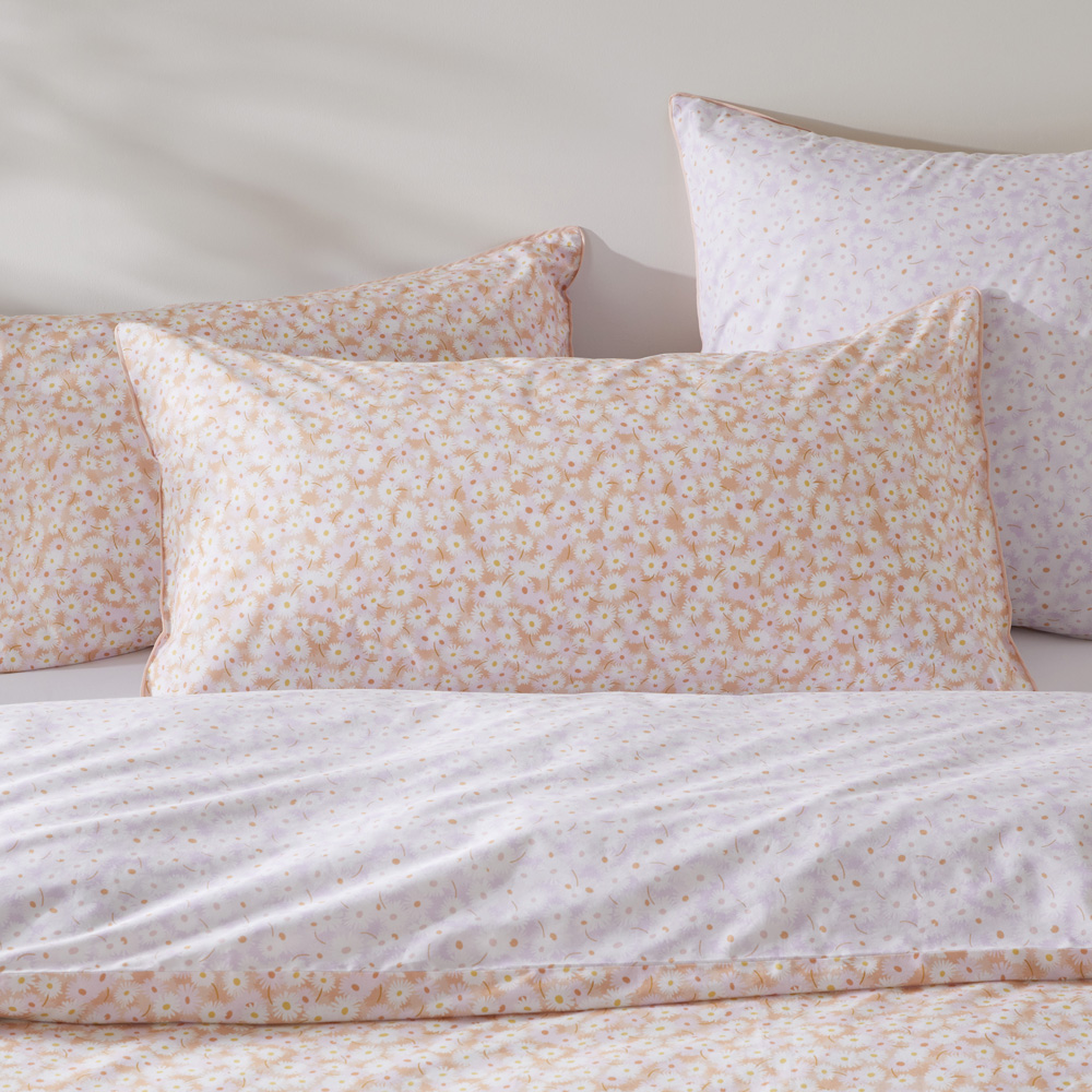 Daisy Meadow Peach Quilt Cover Set + Separates | Adairs