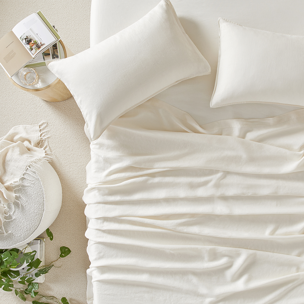 Vintage Washed Linen Pearl Sheet Separates | Adairs