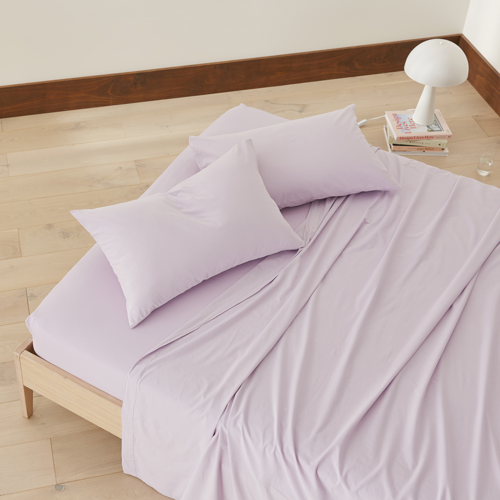 Stonewashed Cotton Lilac Sheet Set | Adairs
