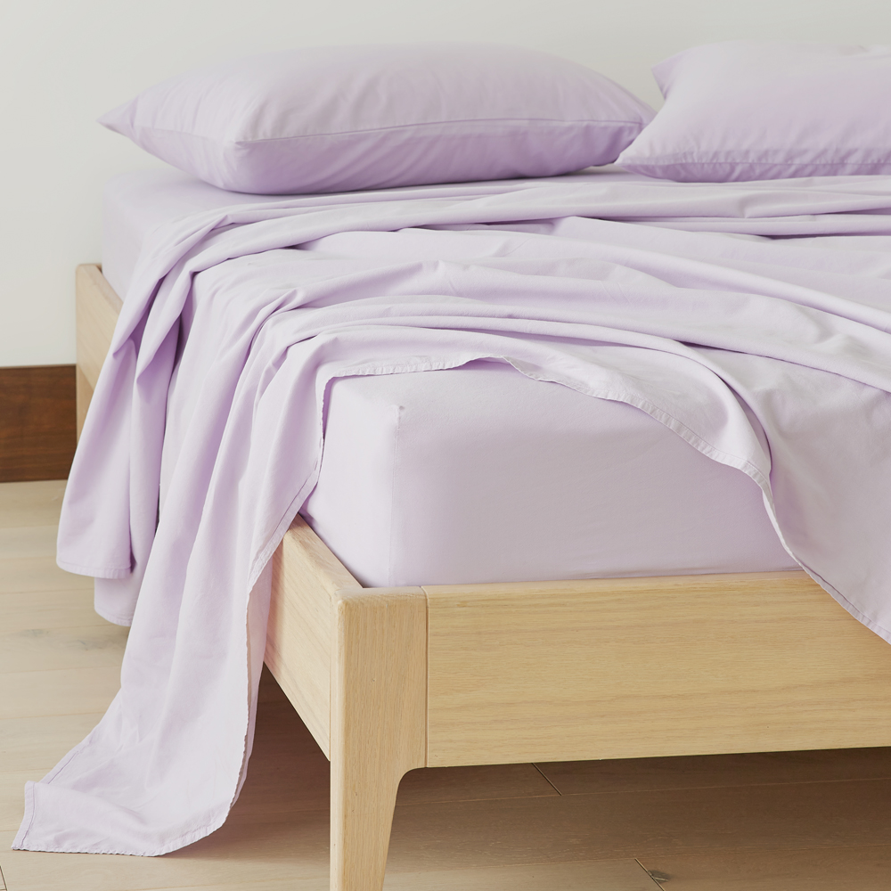 Stonewashed Cotton Lilac Sheet Set | Adairs