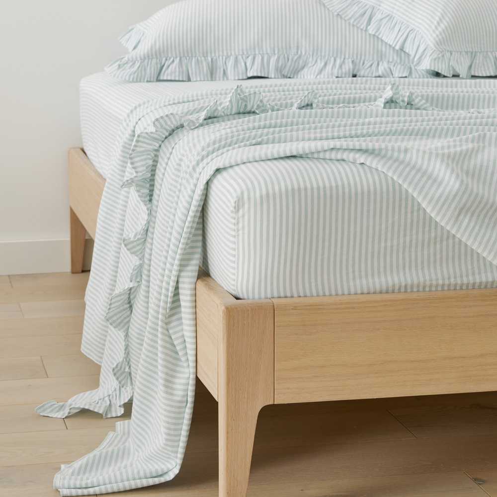 Ruffle Mint Blue Stripe Sheet Set | Adairs