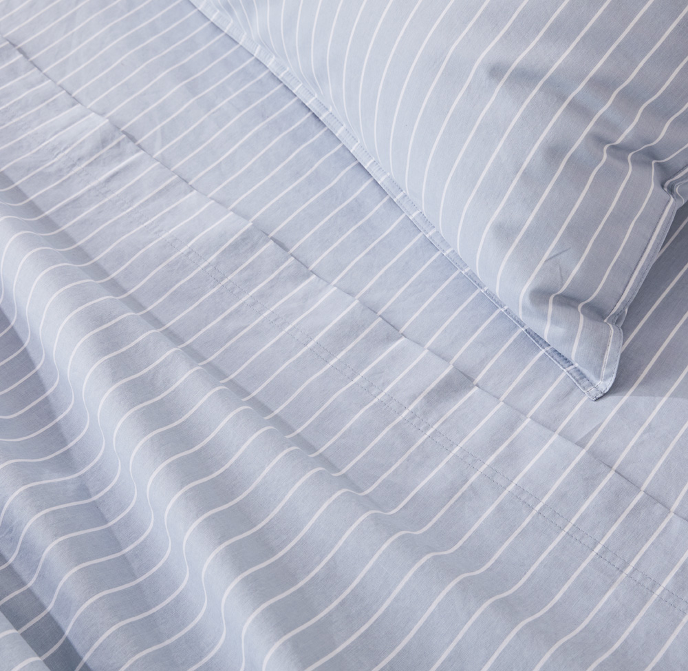 Stonewashed Cotton Blue Stripe Sheet Set | Adairs