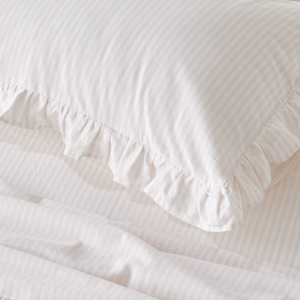 Ruffle Natural Stripe Sheet Set | Adairs