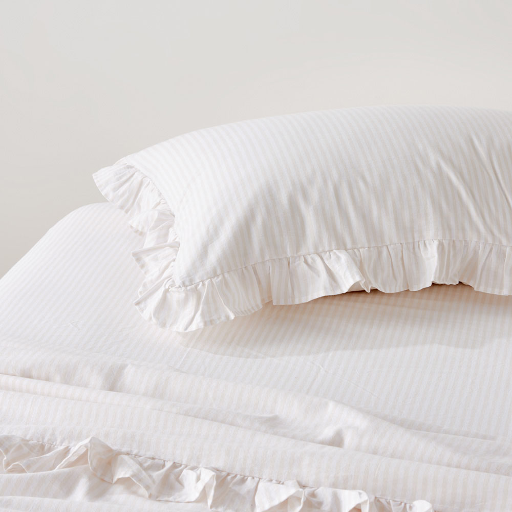 Ruffle Natural Stripe Sheet Set | Adairs