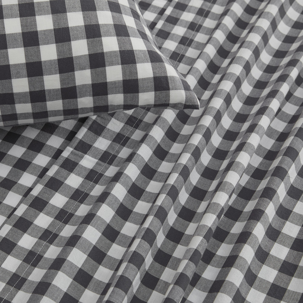 Yarn Dyed Coal Gingham Sheet Set | Adairs