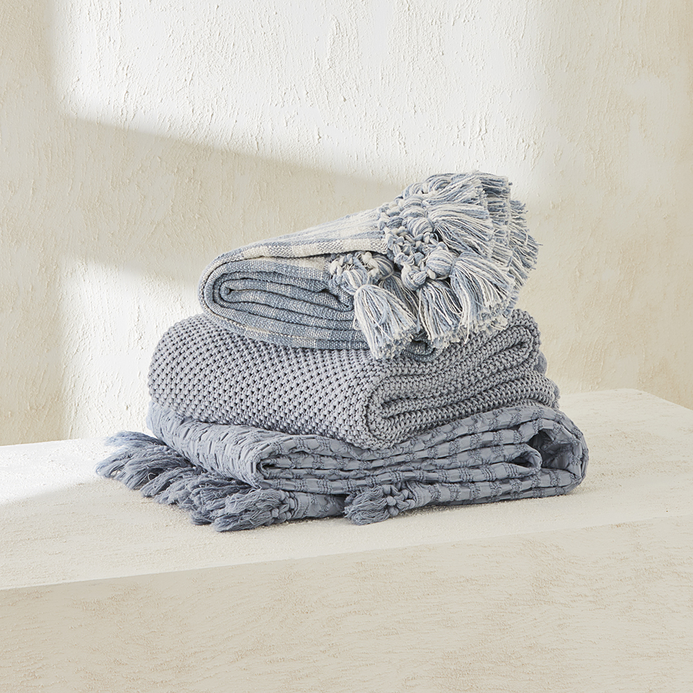 Byron Light Denim Throw | Adairs