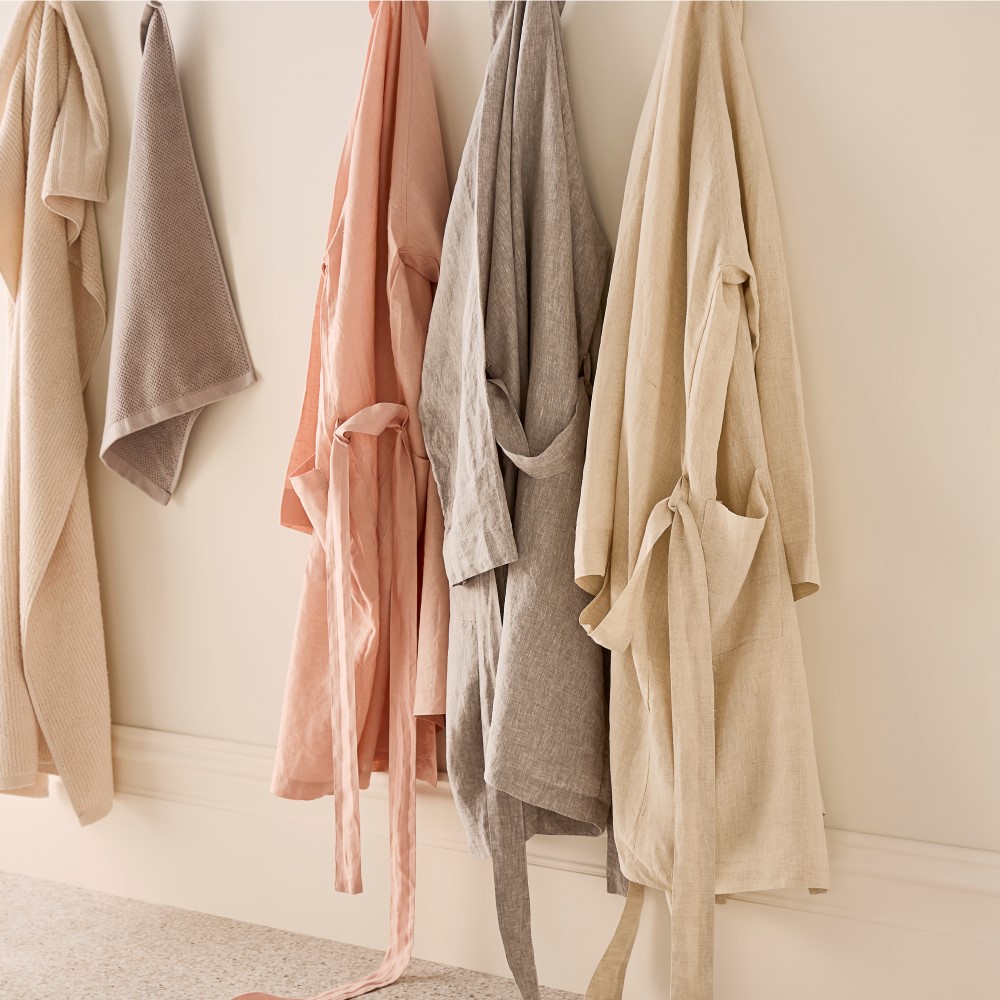 Vintage Washed Nude Pink Linen Robe | Adairs