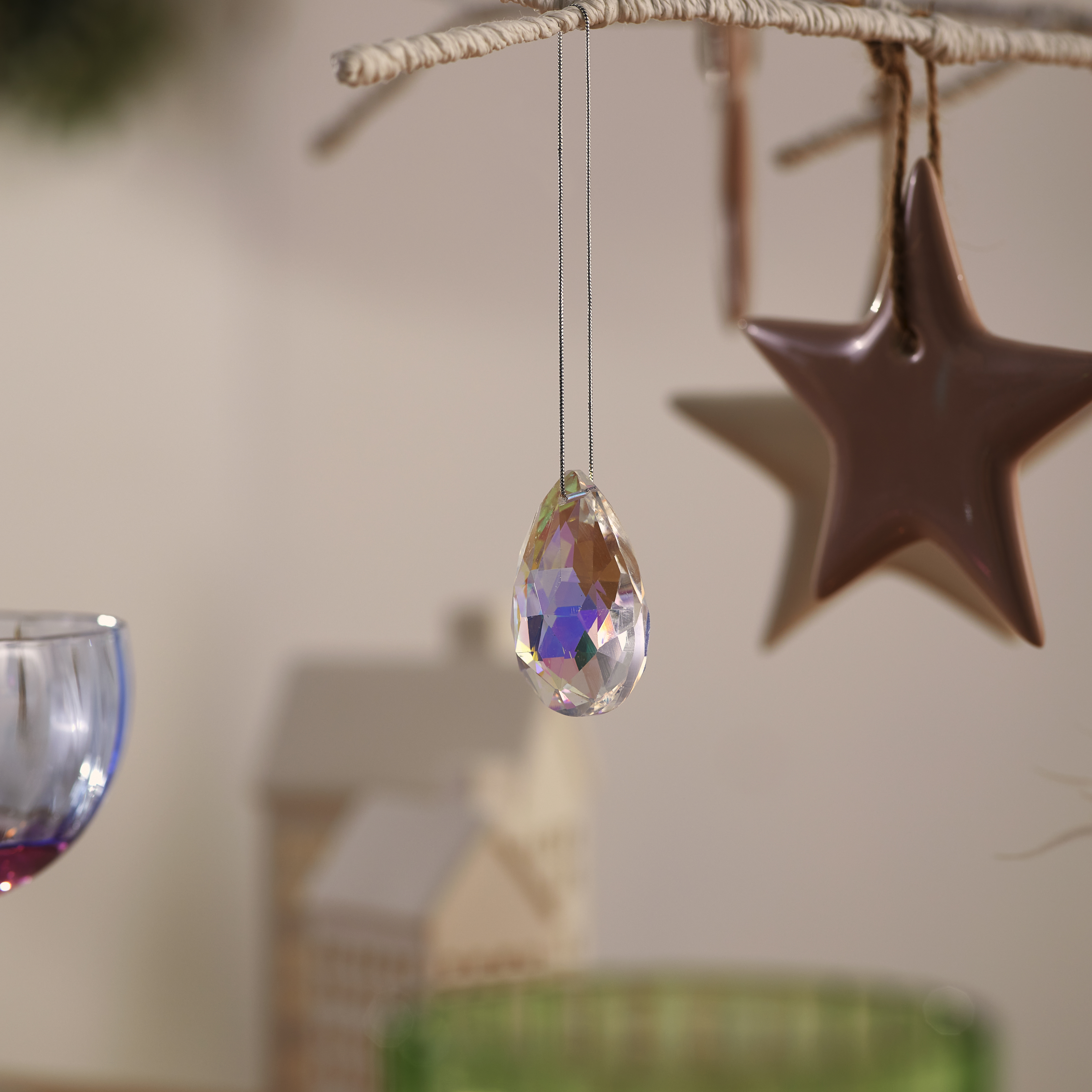 Whimsical Opal Cut Glass Single Drop Ornament | Adairs