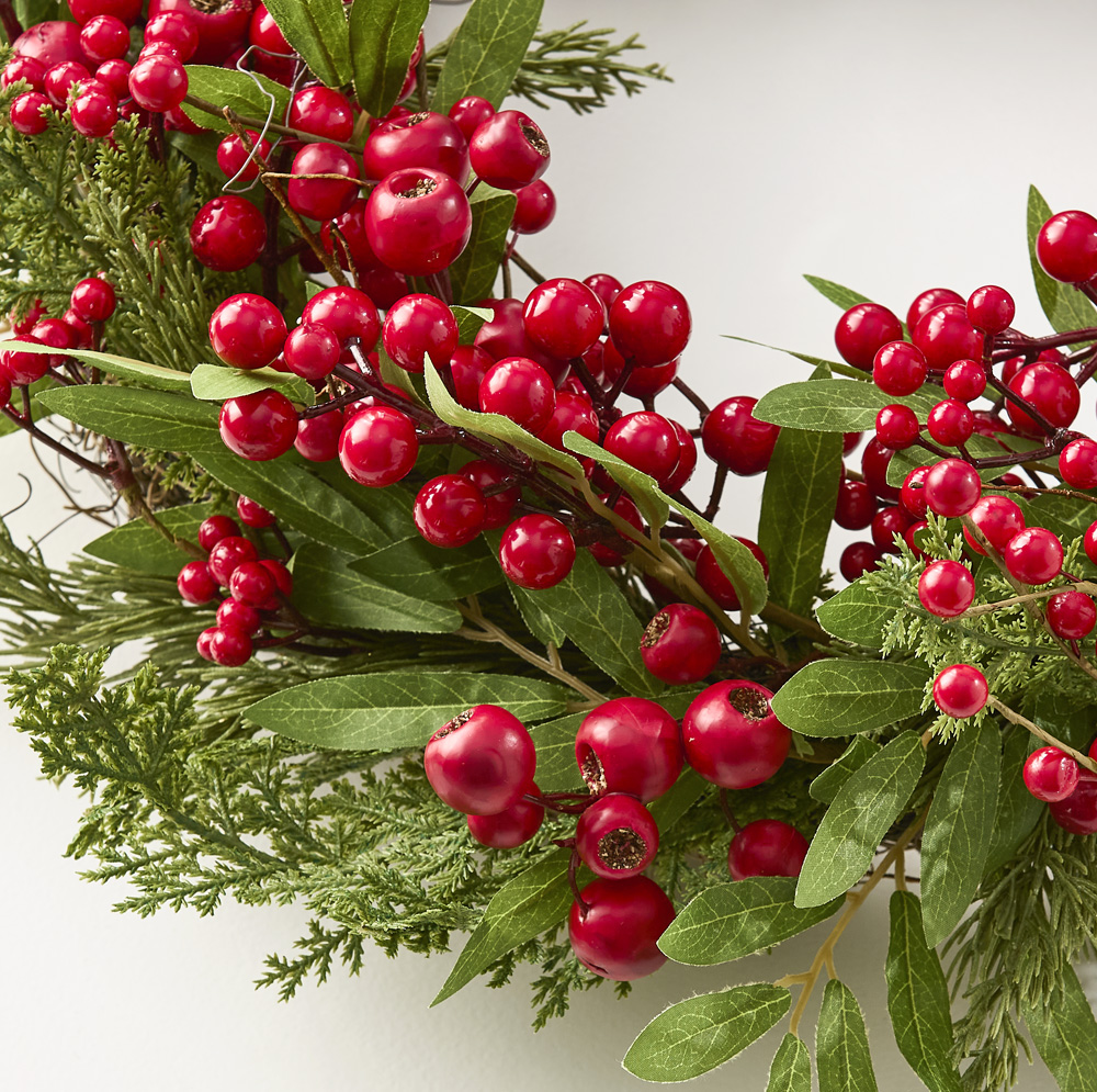 Red Berry Red & Green Wreath | Adairs