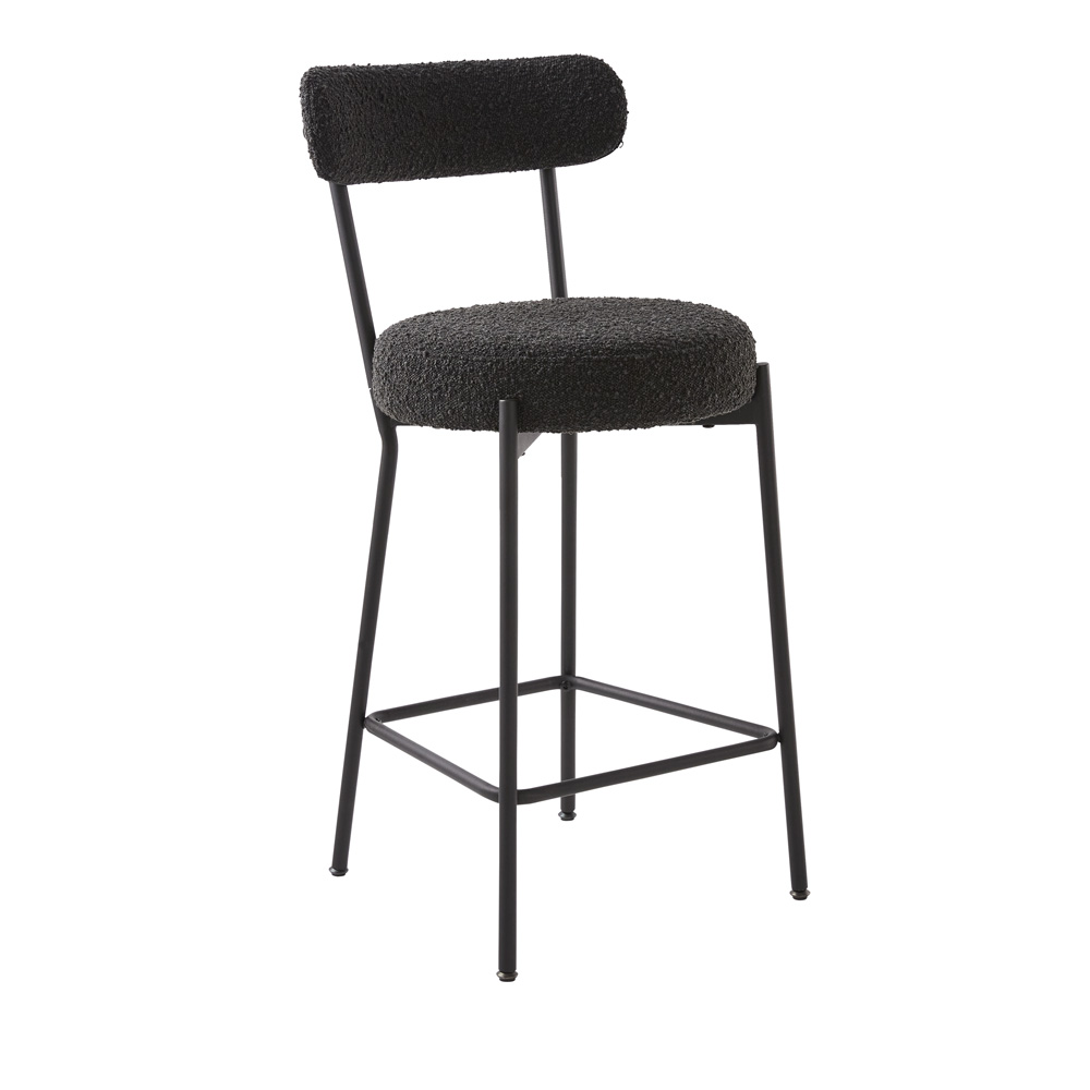Remi Black Boucle Counter Chair | Adairs