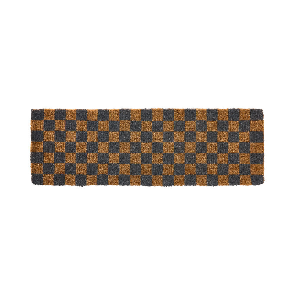 Coir Charcoal Checkerboard Doormat | Adairs
