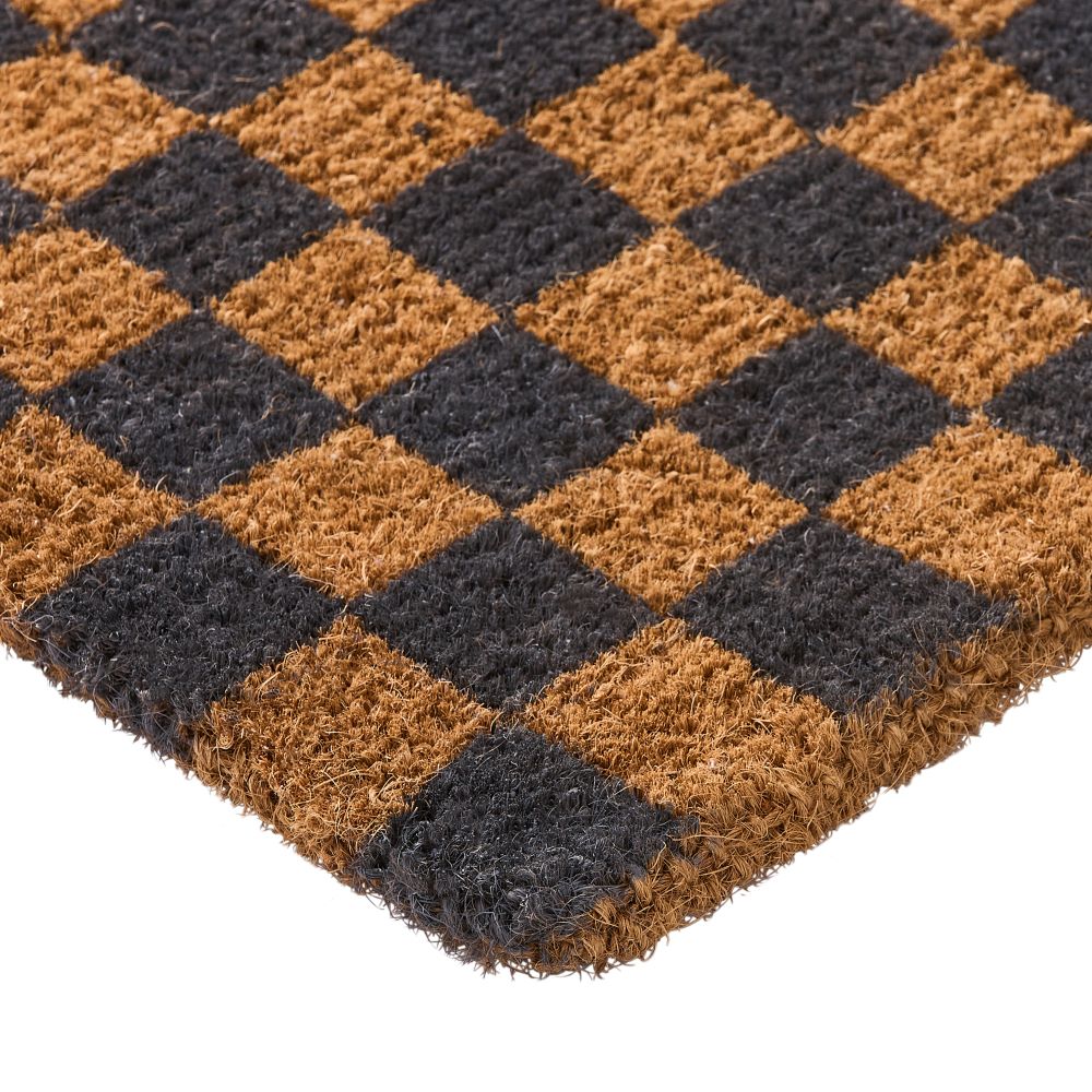 Coir Charcoal Checkerboard Doormat | Adairs