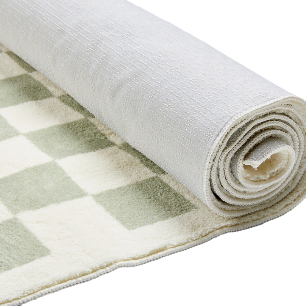 Supersoft Checkerboard Sage Washable Rug | Adairs