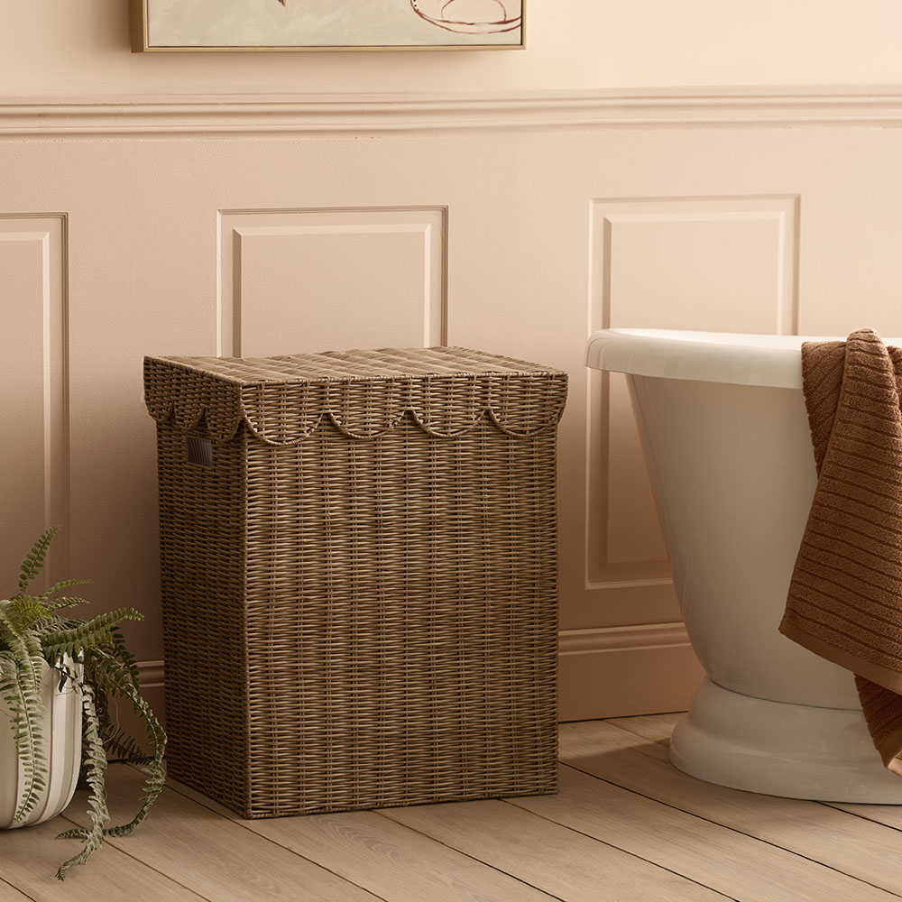 Scalloped Natural Laundry Basket | Adairs