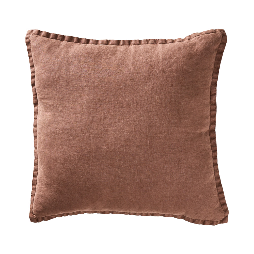 Belgian Cocoa Vintage Washed Linen Cushion | Adairs